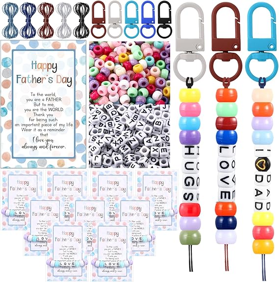 Amazon.com: Ferreve 60 Set Father's Day Keychain Gifts Bulk Crafts Kits ...