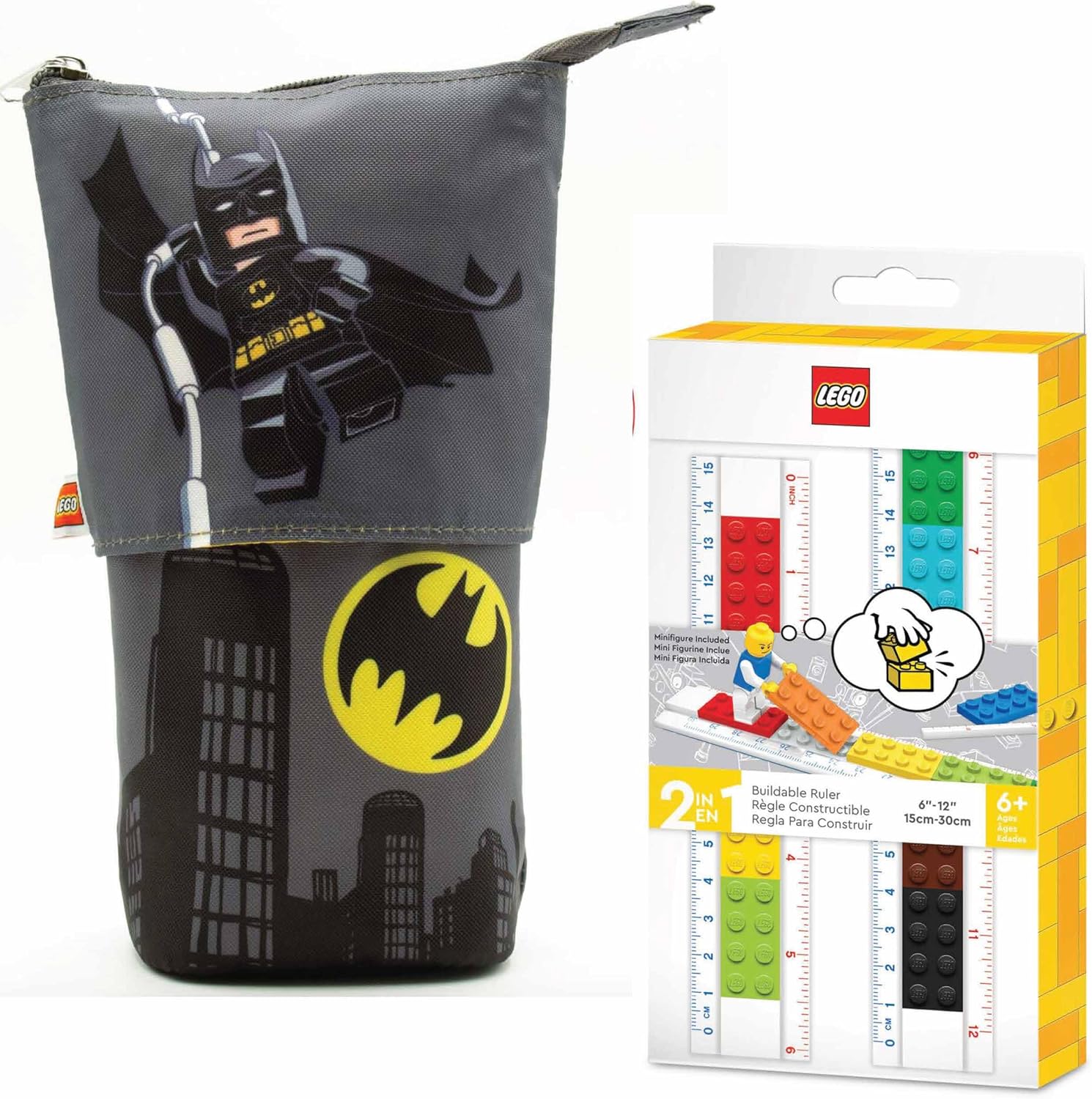Amazon.com: Lego Buildable Ruler and Batman Pop Up Pencil Case Bundle ...