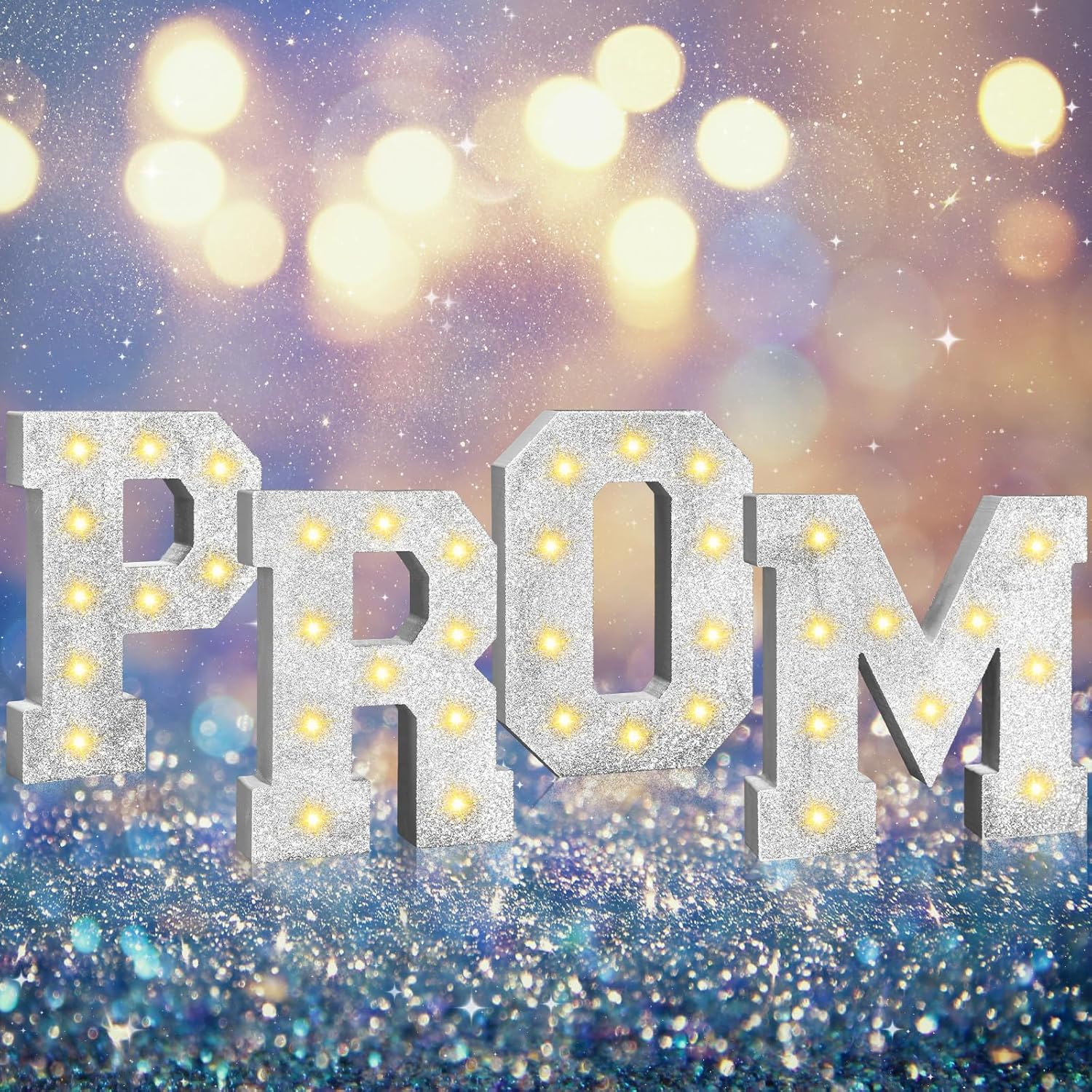 Amazon.com: Yerliker 4 Pcs LED Prom Letter Lights Decorations 2024 LED Glitter Prom Marquee ...