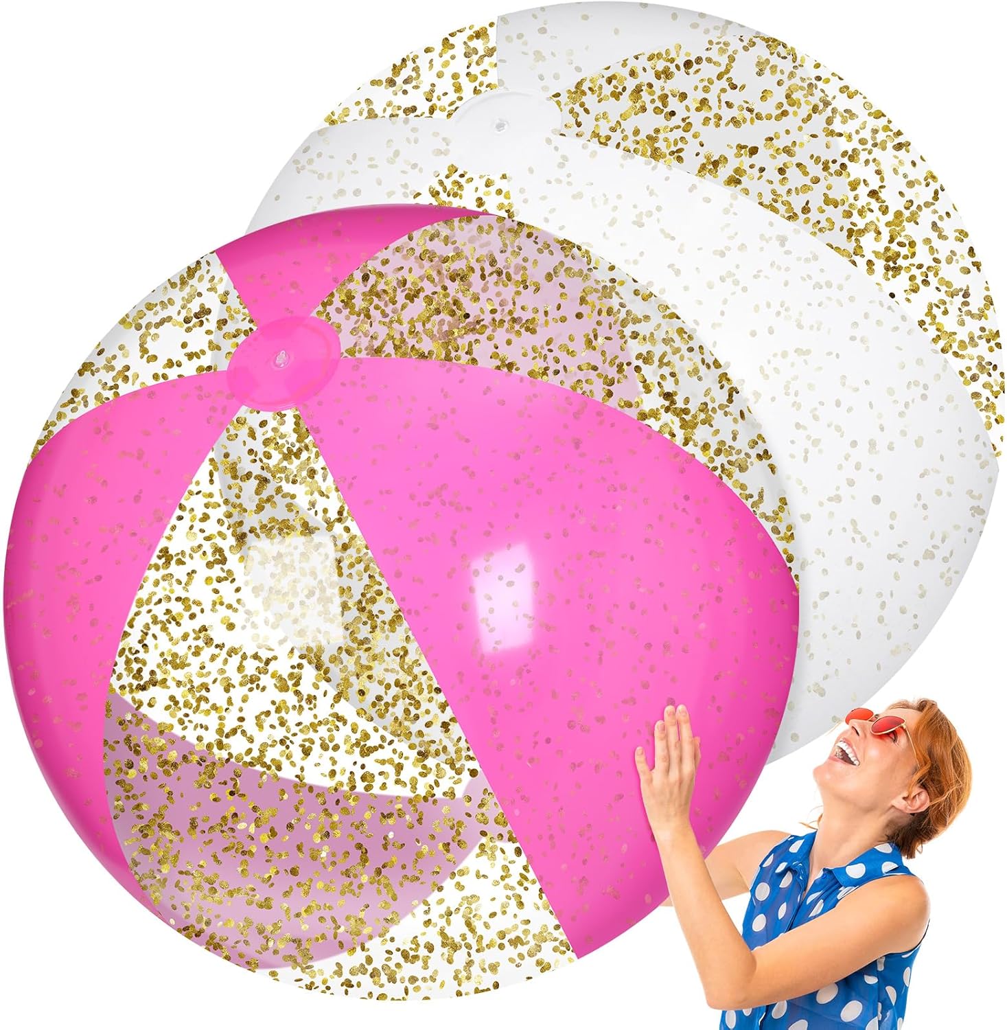 Amazon.com: Realspring 2 Pcs 48'' Giant Beach Balls for Swimming Pool 4 ...