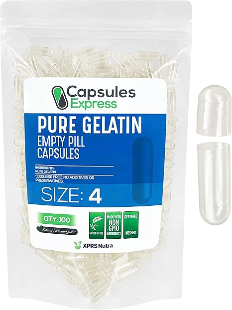 Amazon.com: XPRS Nutra Size 4 Empty Capsules - 100 Count Small Clear ...