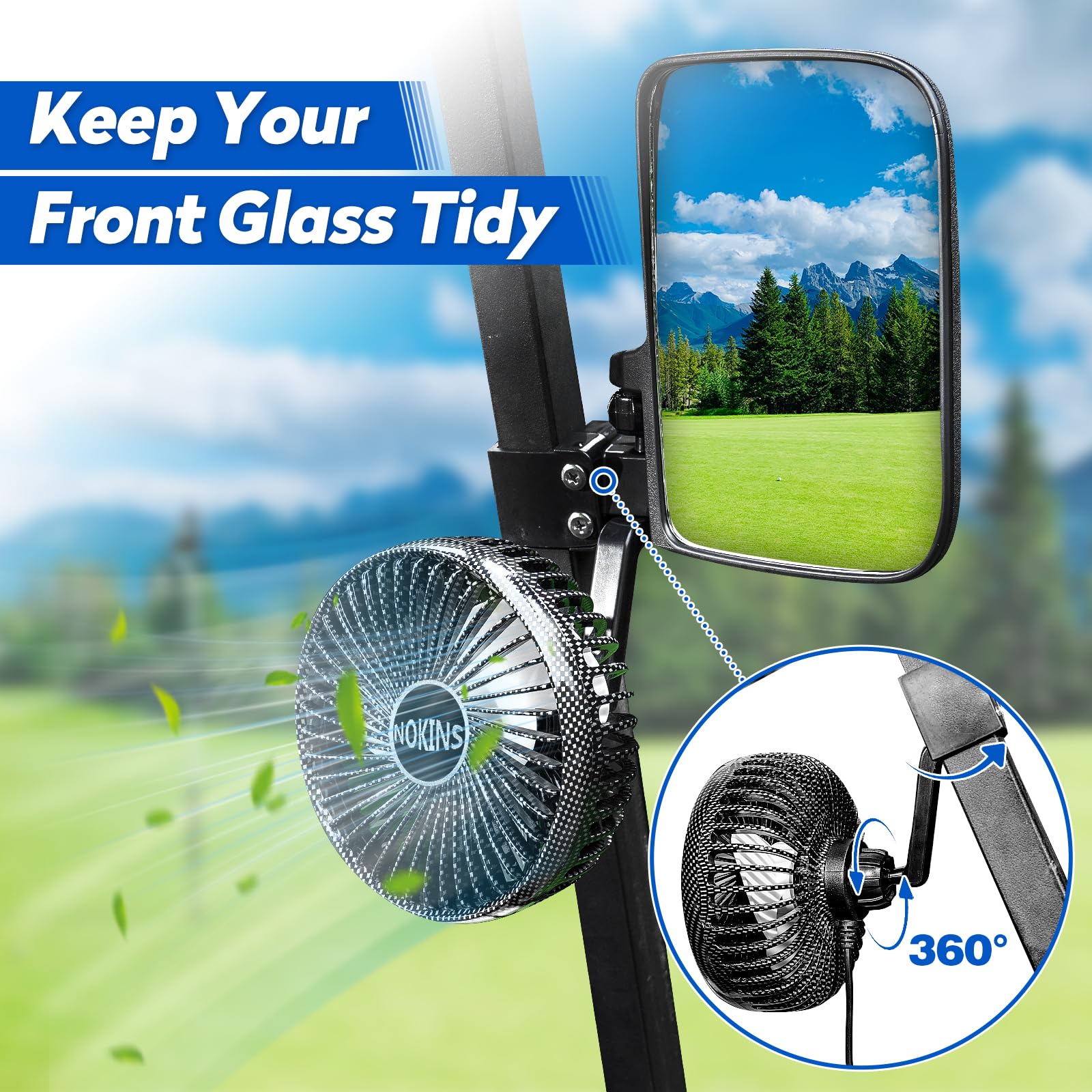 Snapklik.com : NOKINS No Drilling Golf Cart Side Rear View Mirrors ...