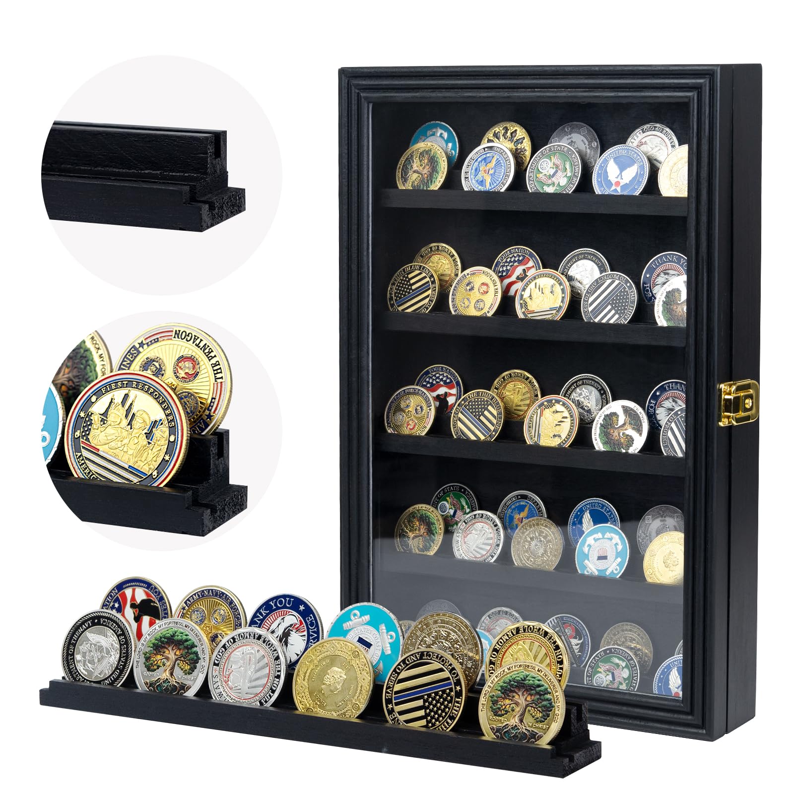 Amazon.com: Military Challenge Coin Display Case, 11”x16” Wooden Medal ...