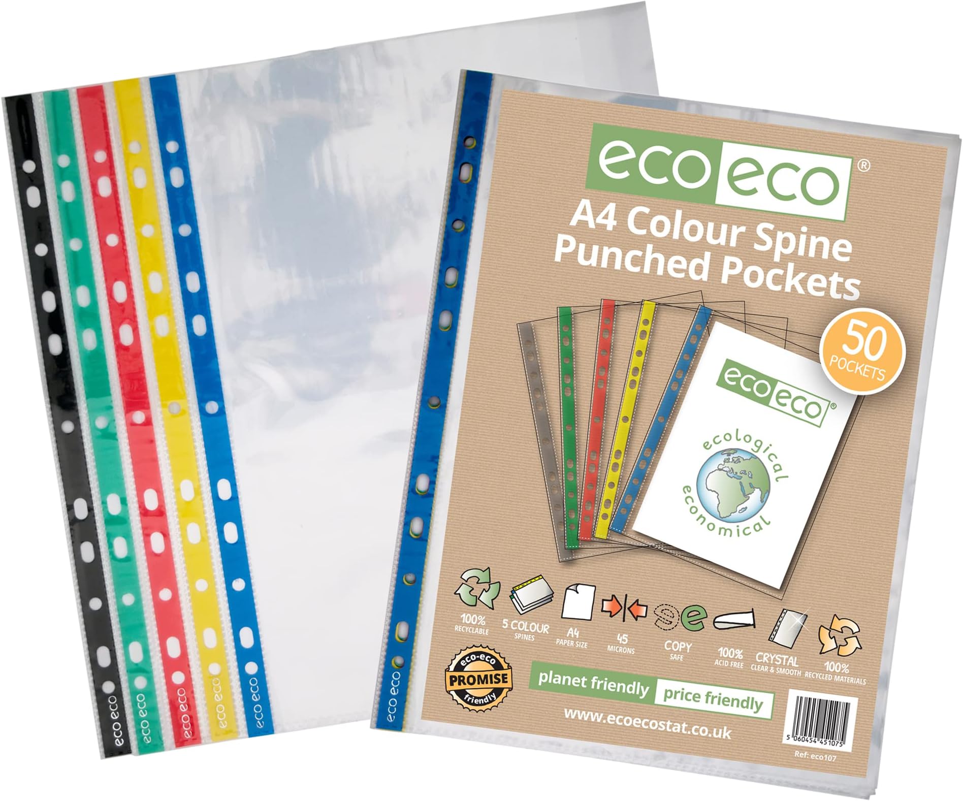 30 x A4 Glass Clear Plastic Wallets Strong Poly Punched Pocket Document ...