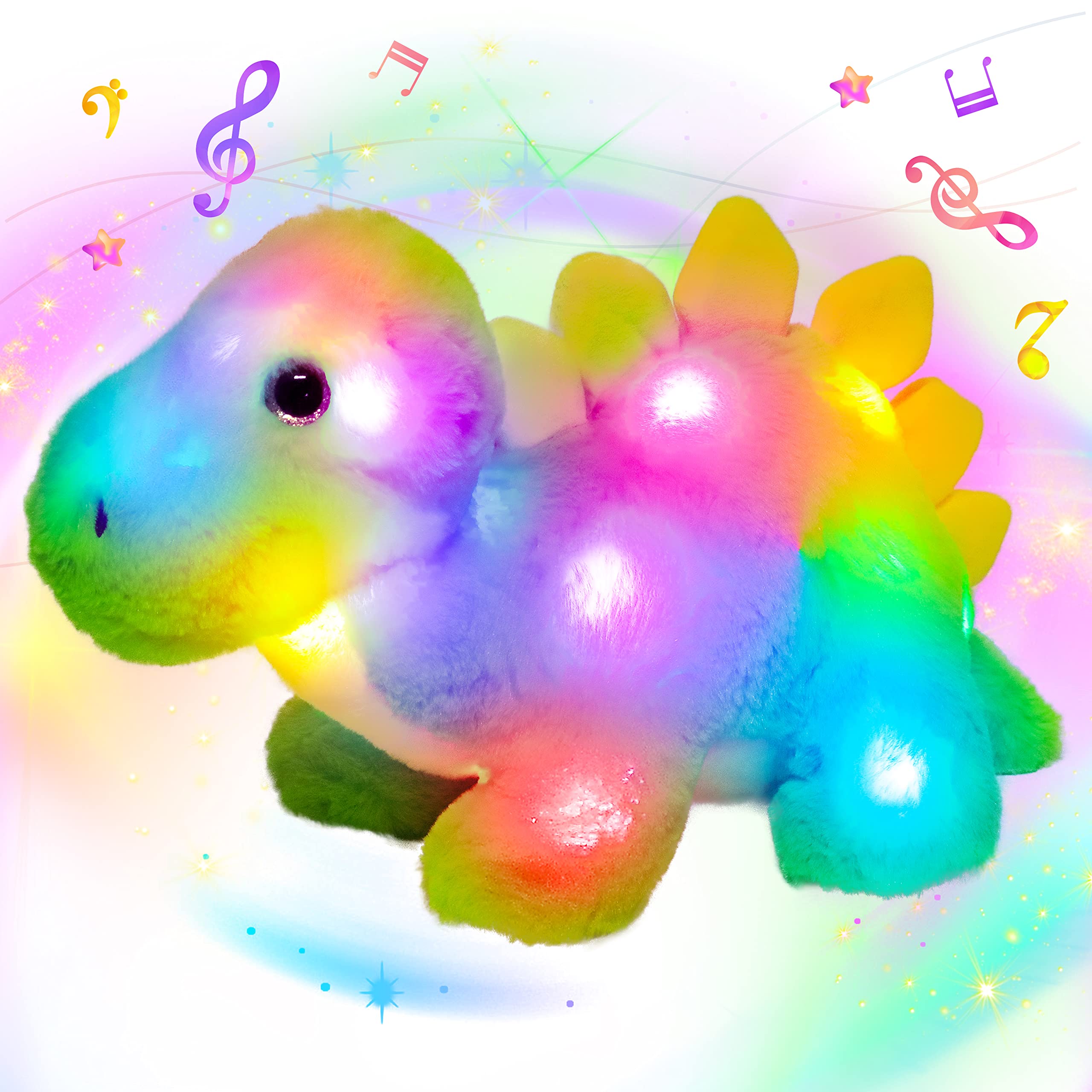 Hopearl LED Musical Stegosaurus Colorful Stuffed Dinosaur Light up ...