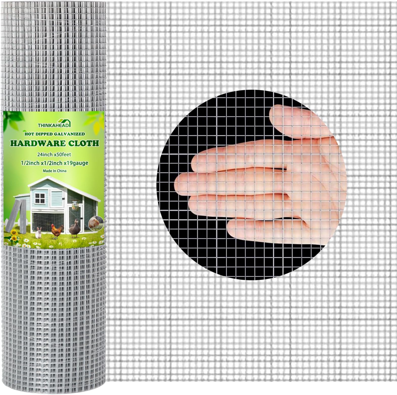 LuckIn Hardware Cloth 1/2 Inch 24 x 50ft, 19 Gauge Chicken Wire Fencing ...