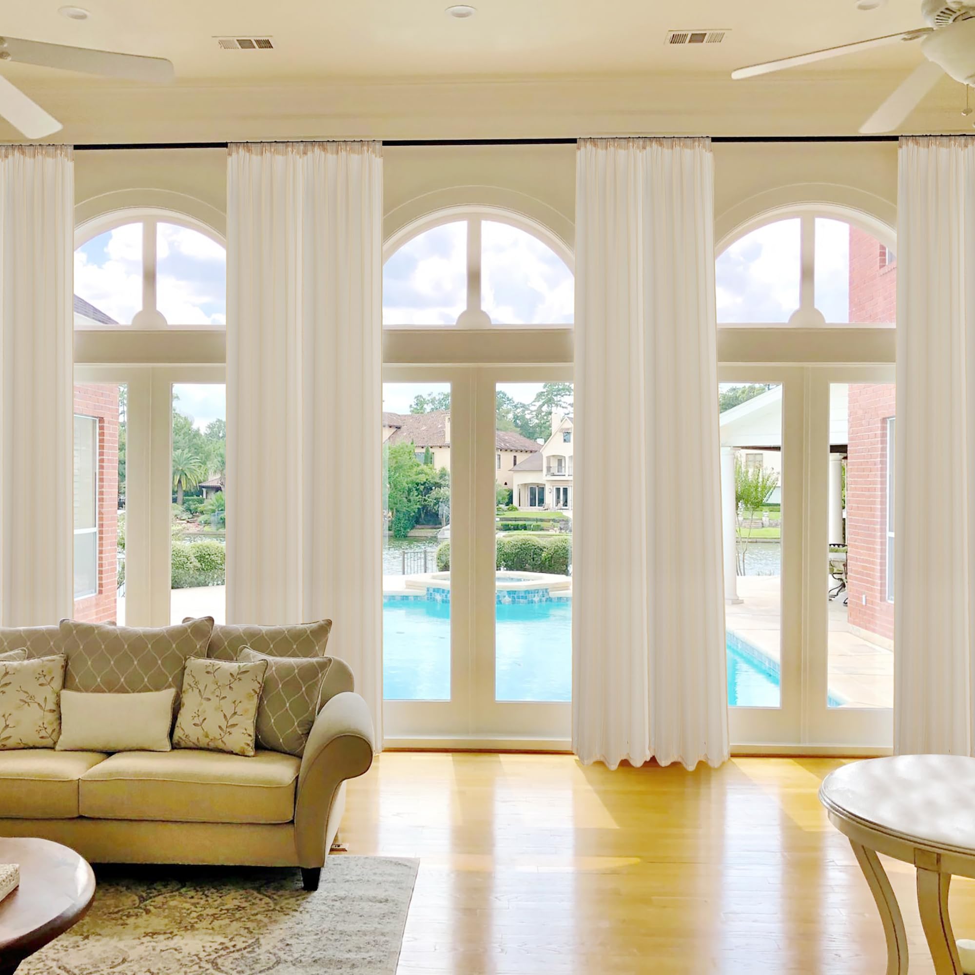 Amazon.com: LOYOLADY 10 ft Extra Length Sheer Curtains for Villa Living ...