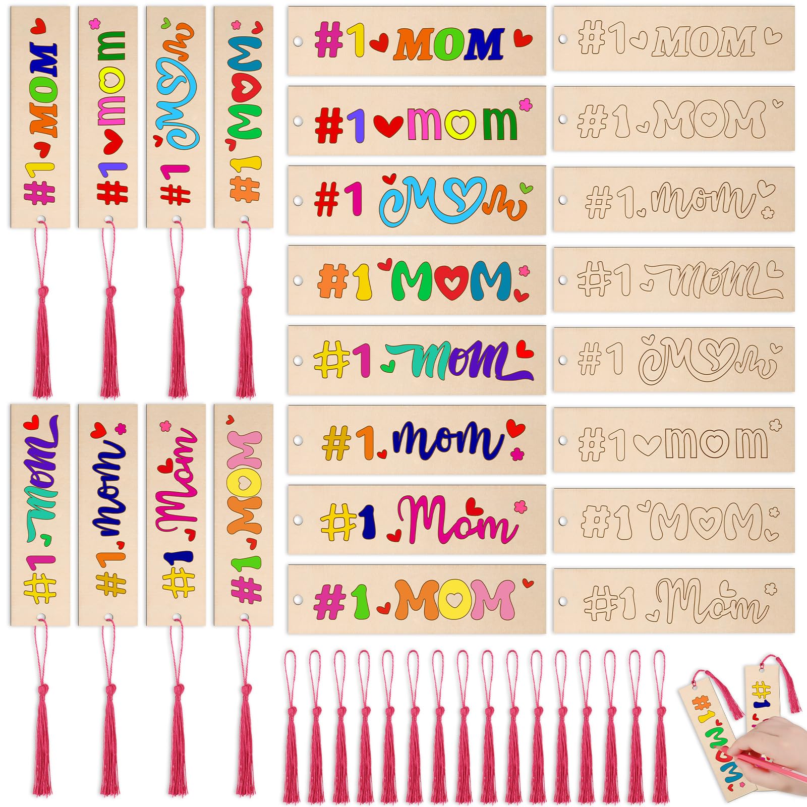 Snapklik.com : Jutom 36 Pcs Color Your Own Mothers Day Bookmarks For ...