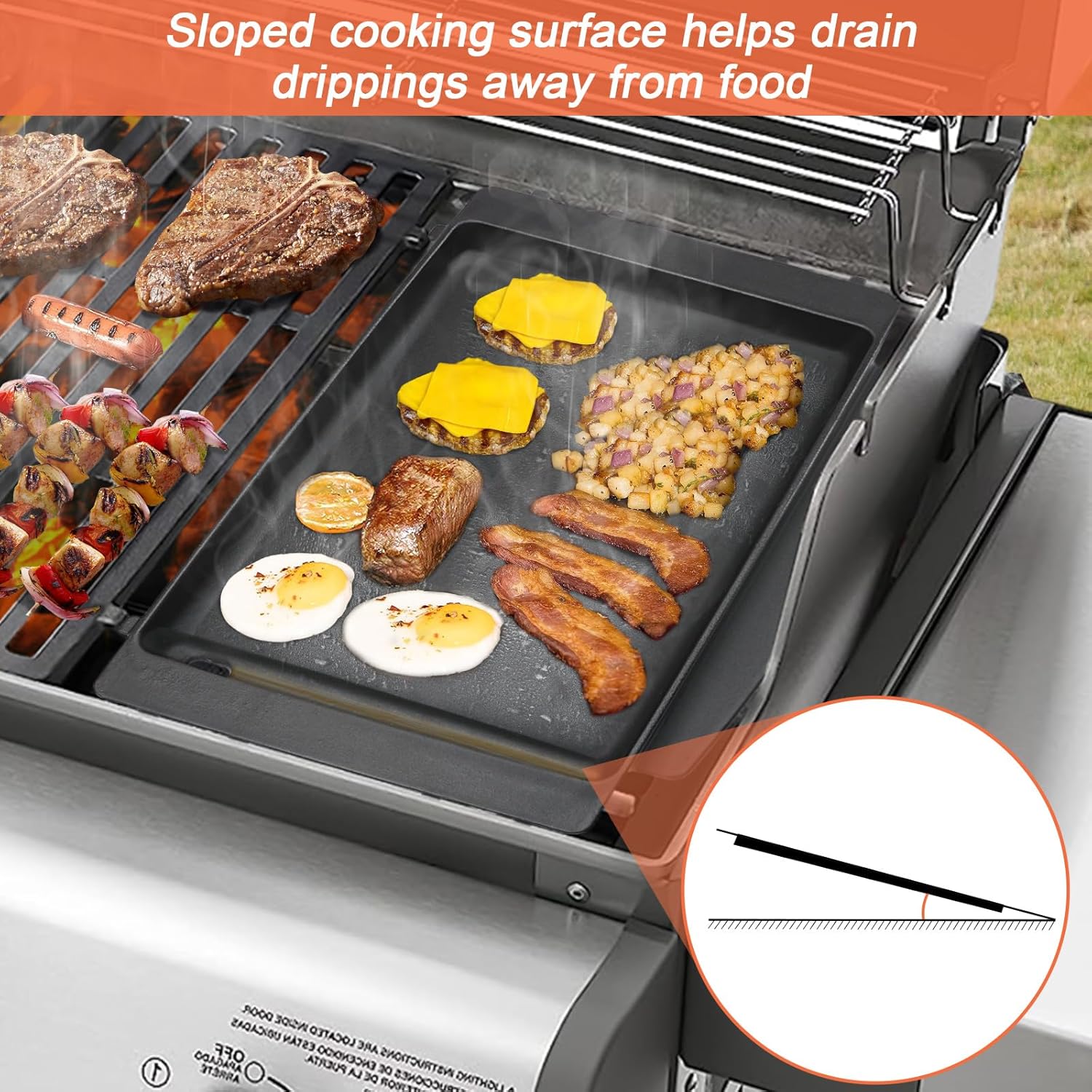 Grimate Plancha de hierro fundido para Weber Spirit II 200 Serie 300 ...