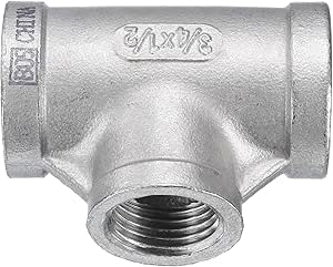 HARFINGTON Tee Pipe Fitting (1/2" x 3/4" x 3/4") NPT Female 304 ...
