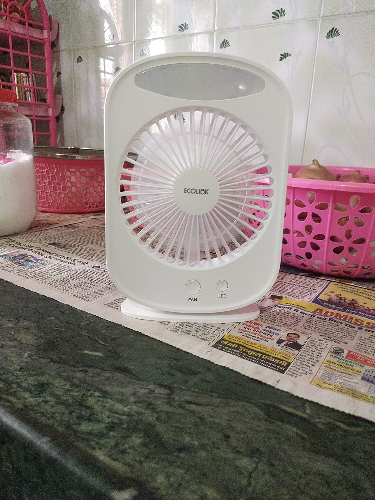 EcoLink Comfy Rechargeable Fan (White),Emergency Portable USB Fan with ...