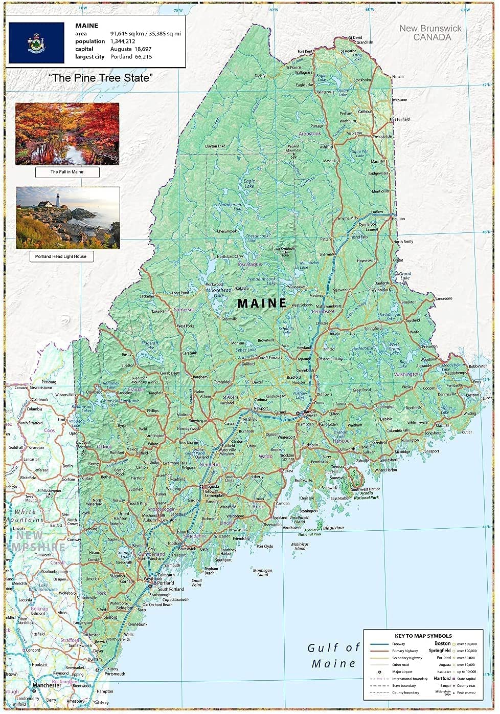 Geographical Map Of Maine