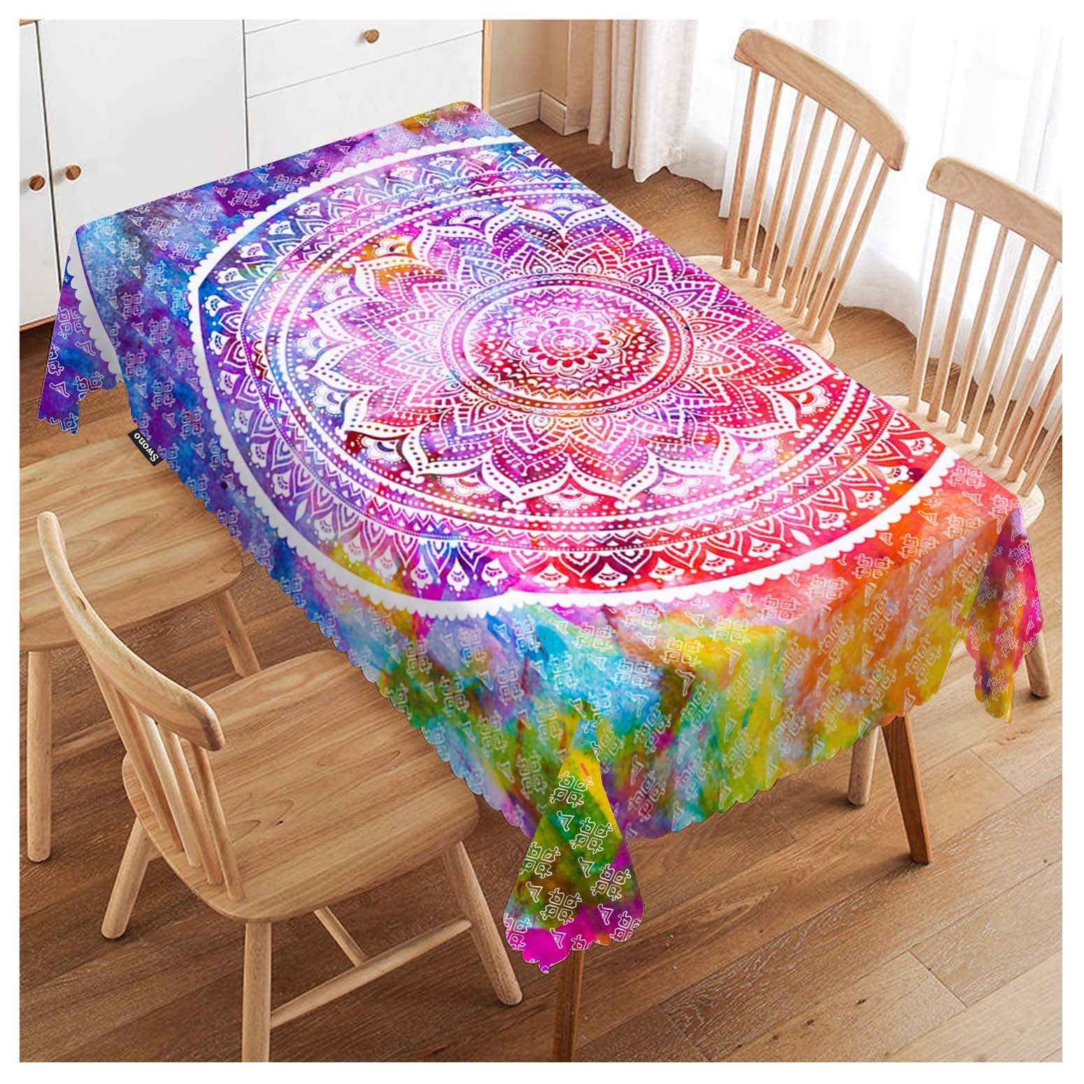 Amazon.com: Swono 52x70 Inch Mandala Tablecloth Vintage Mandala Floral ...