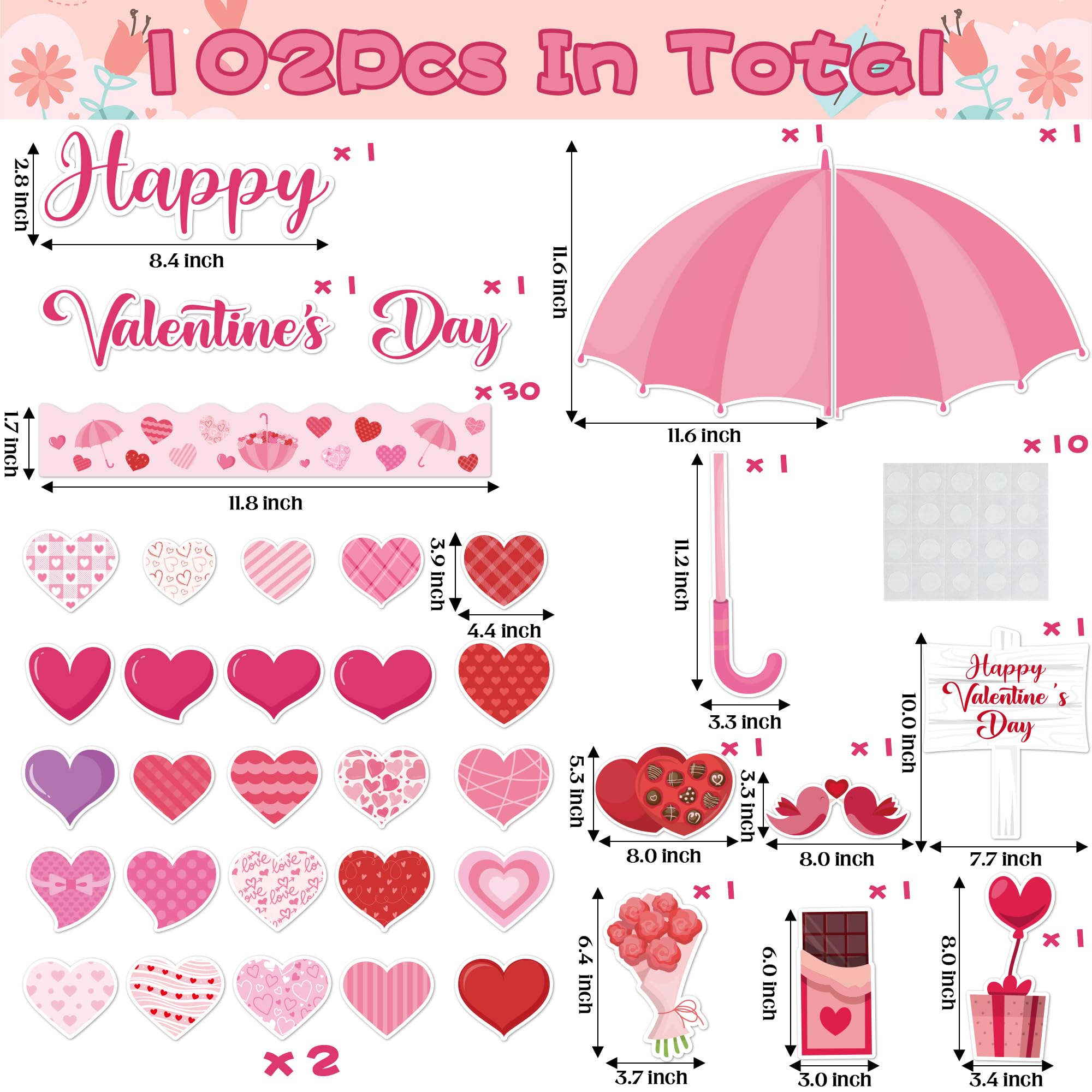 Snapklik.com : Valentines Umbrella Heart Cutouts - 102Pcs Happy ...