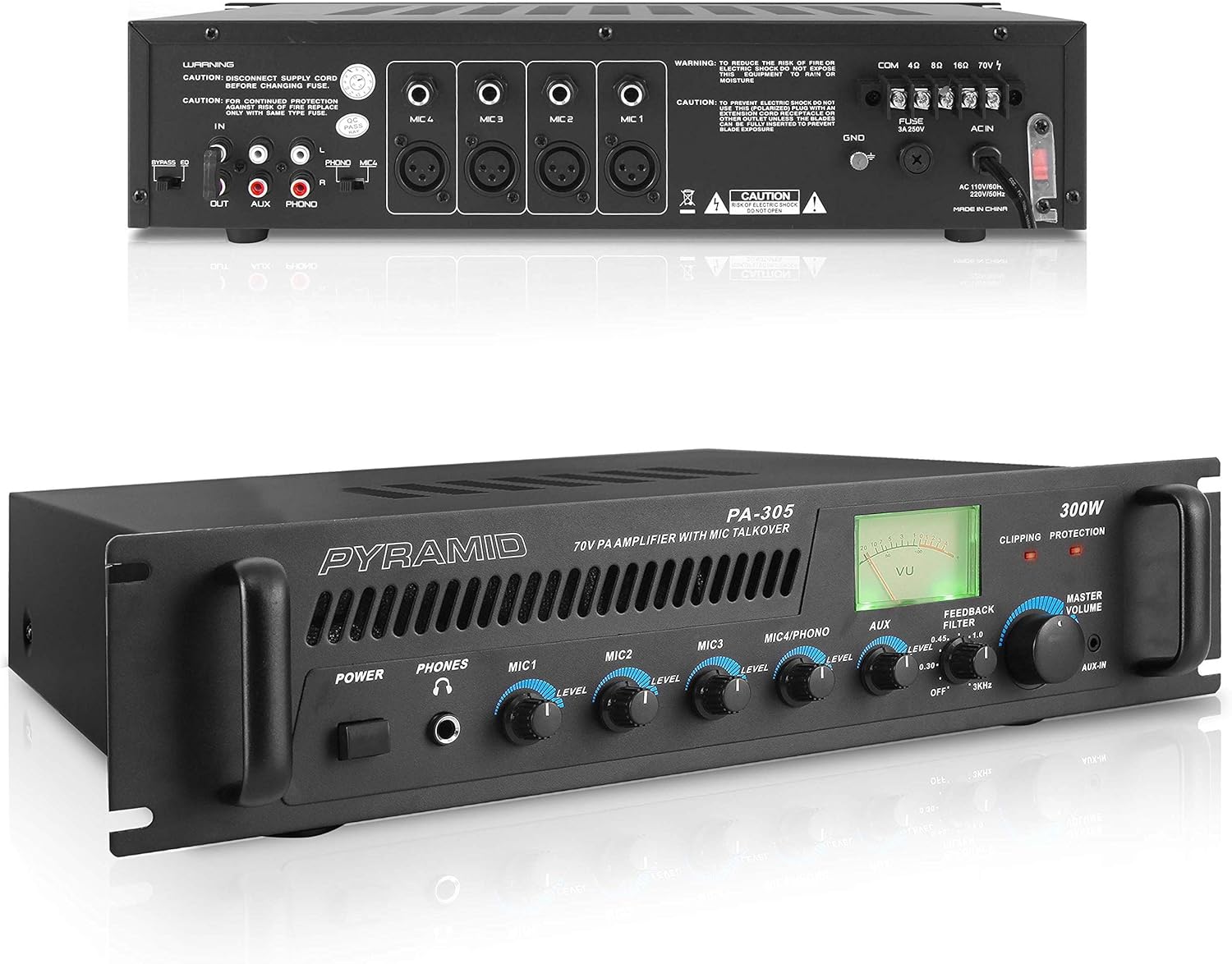 Pyramid 300W Max Pro Audio Amplifier - 70V Multi-Channel Stage & Studio ...