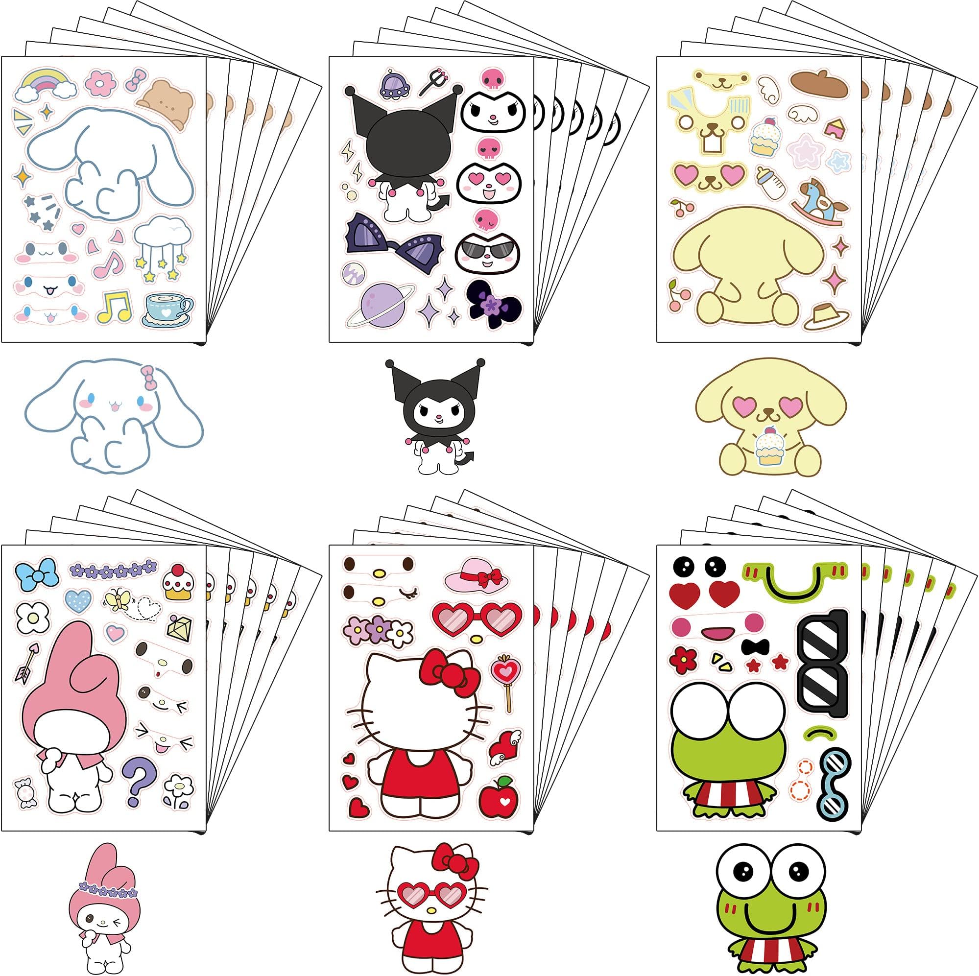 Amazon.com: 32PCS Kawaii Make a Face Stickers Cute Vinyl Waterproof ...