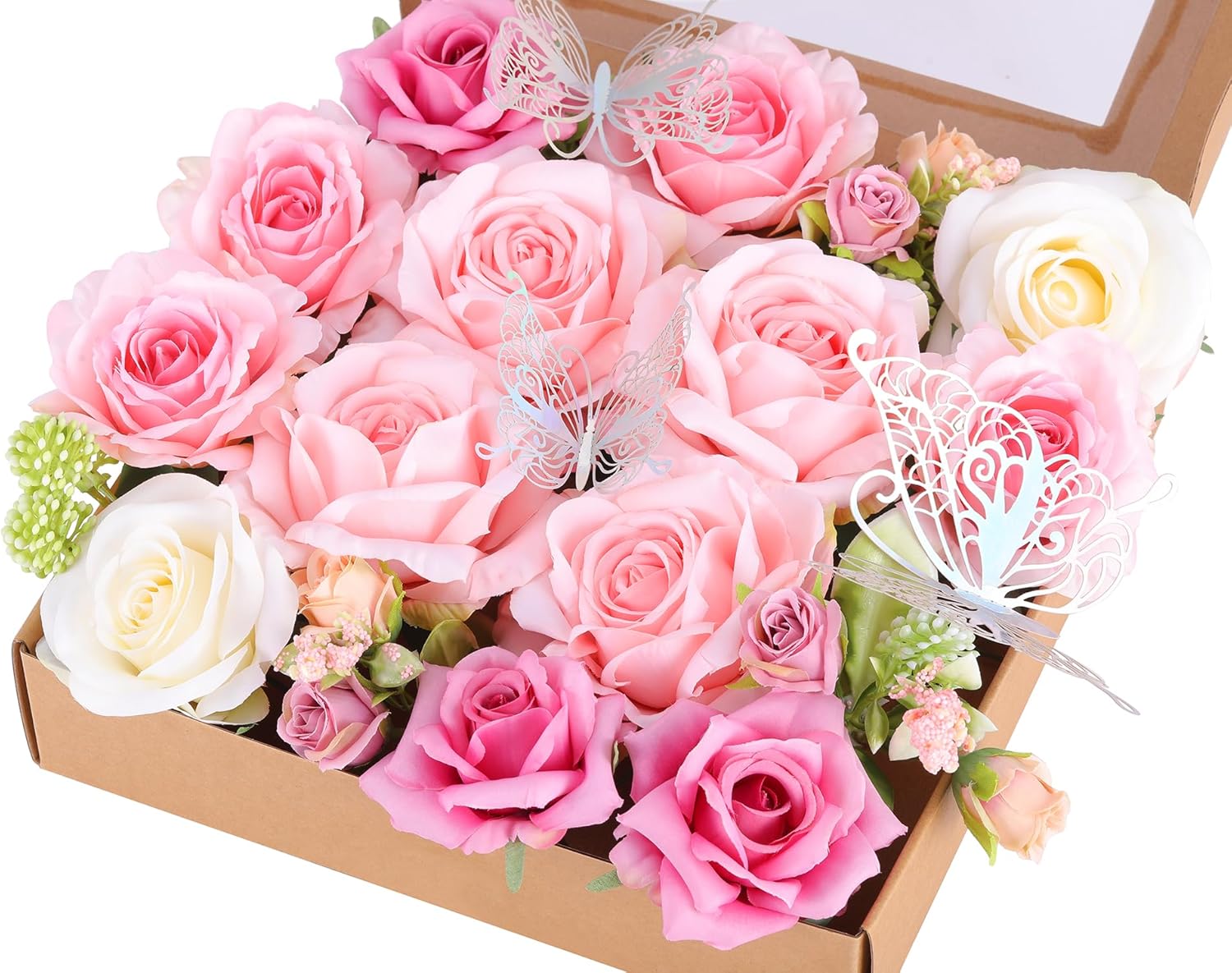 Amazon.com: Anivis Artificial Flowers 47pcs Combo Box Set Full Fake ...