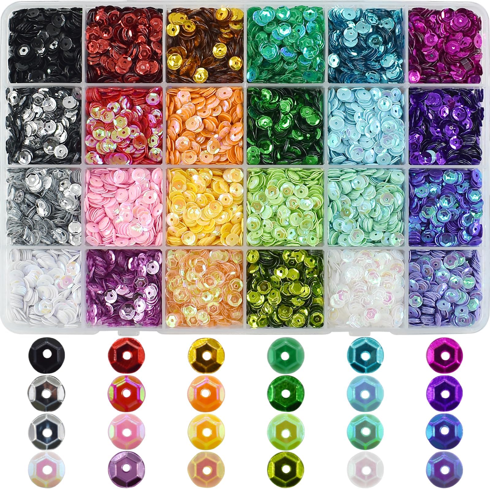 Amazon.com: DIYASY 9800 Pcs 6MM Bulk Loose Sequins, Round Embroidery ...