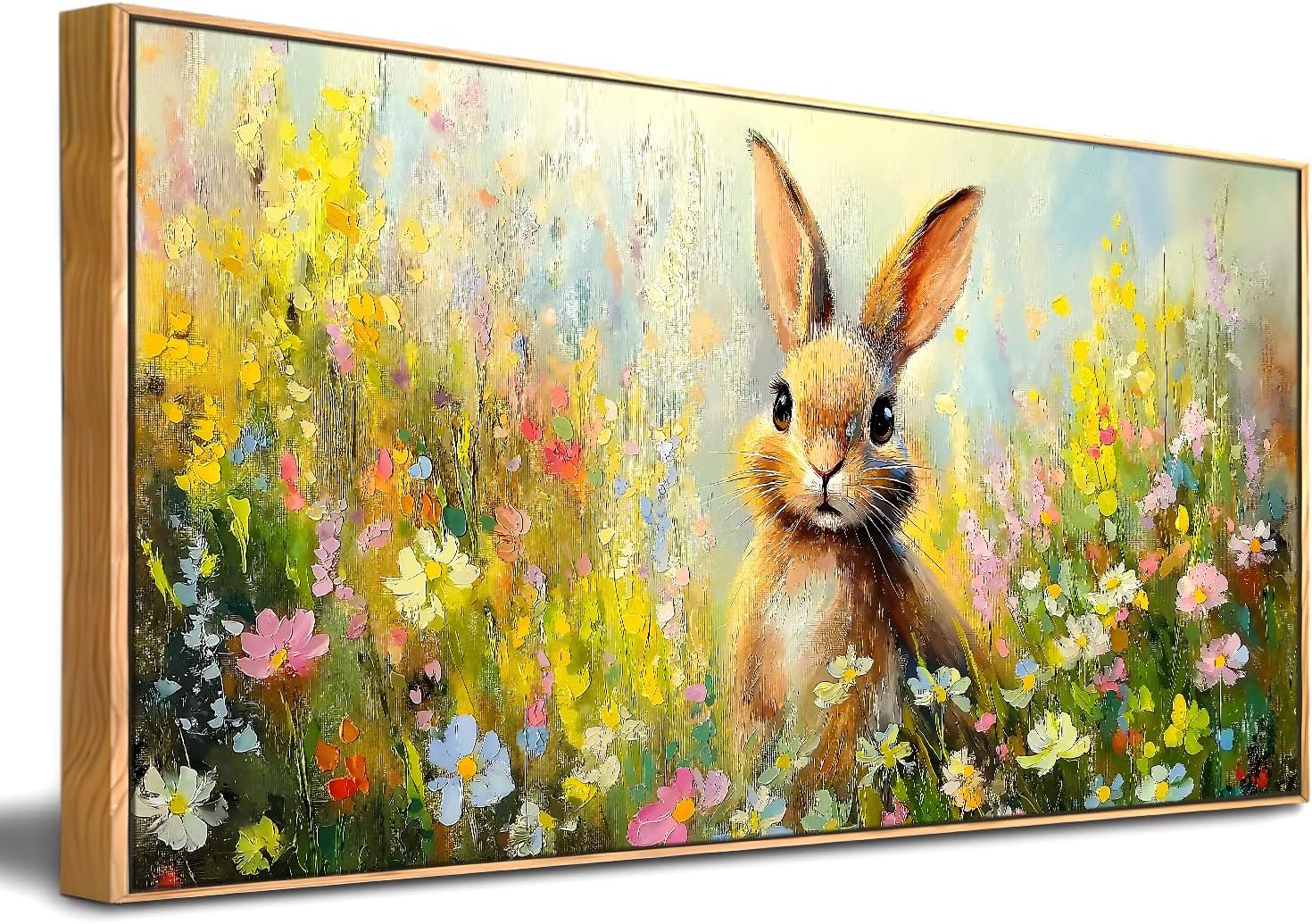 Amazon.com: Framed Bunny with Wildflowers Canvas Art – Adorable Rabbit ...