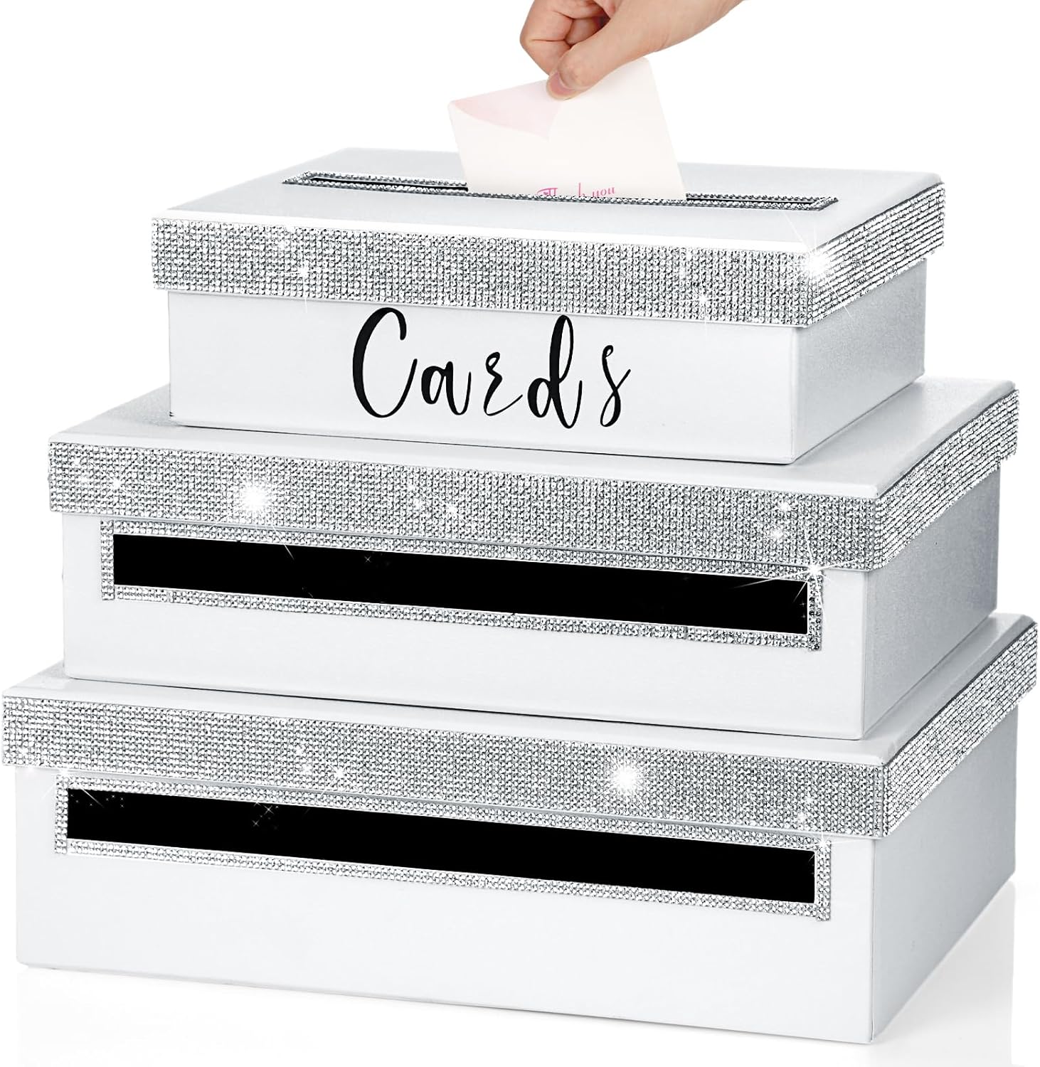 Amazon.com: Fuutreo 3 Tier Wedding Card Box with Rhinestone, DIY ...