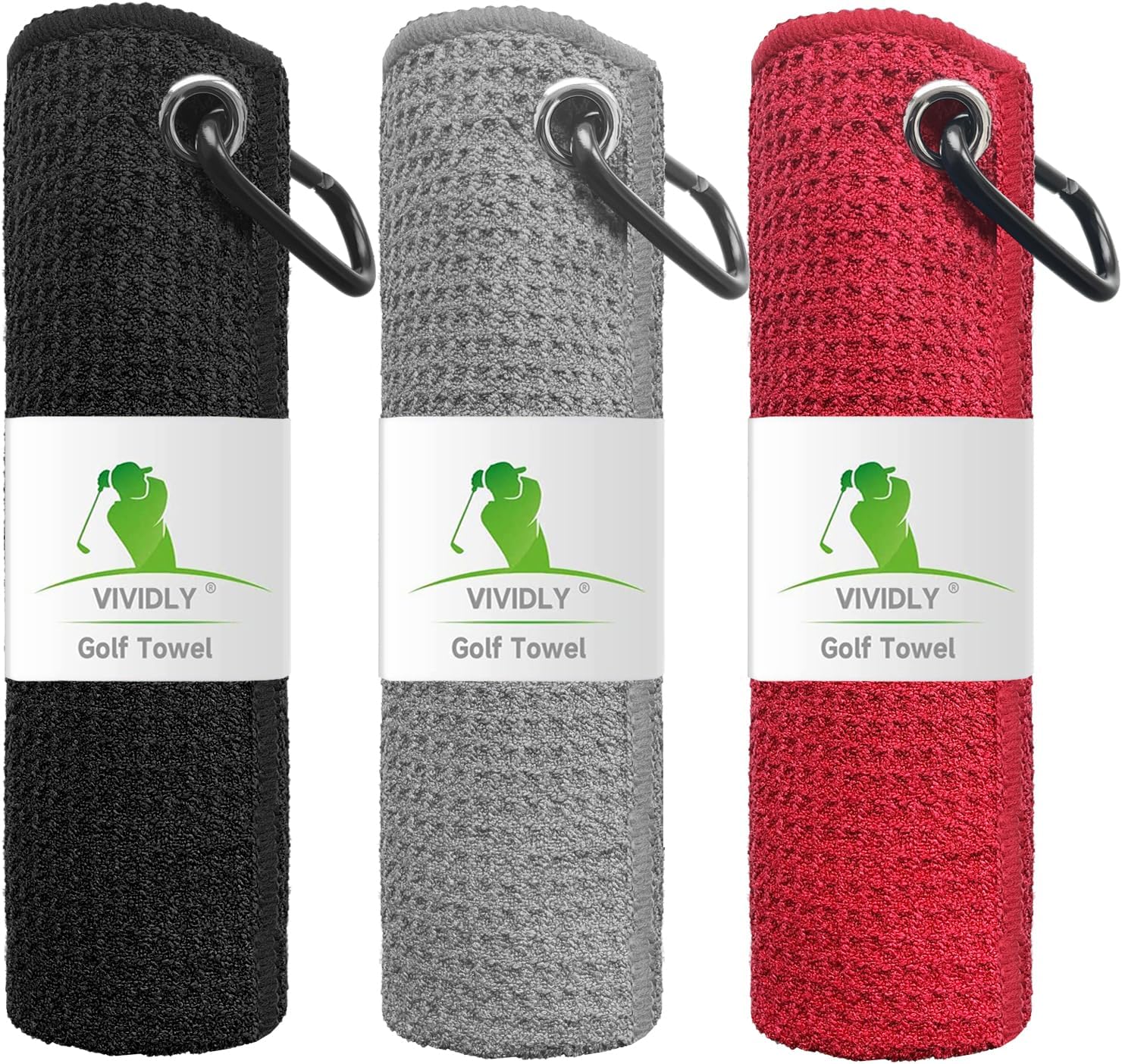 Amazon.com: VIVIDLY 3 Pack Golf Towels, Microfiber Waffle Pattern Golf ...