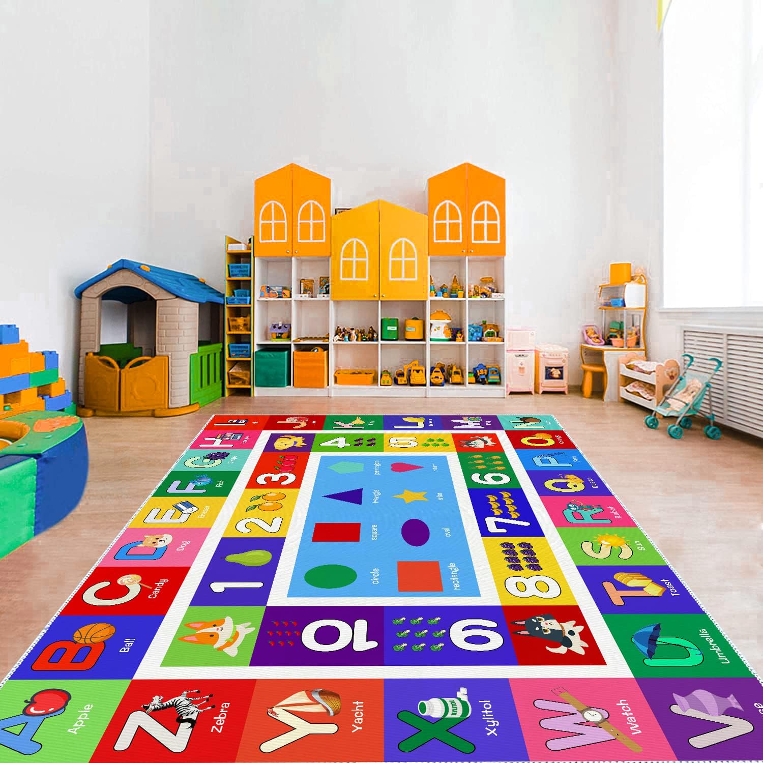 Amazon.com: Sejiarep ABC Kids Play Rug - Number Alphabet Shape Fruit ...