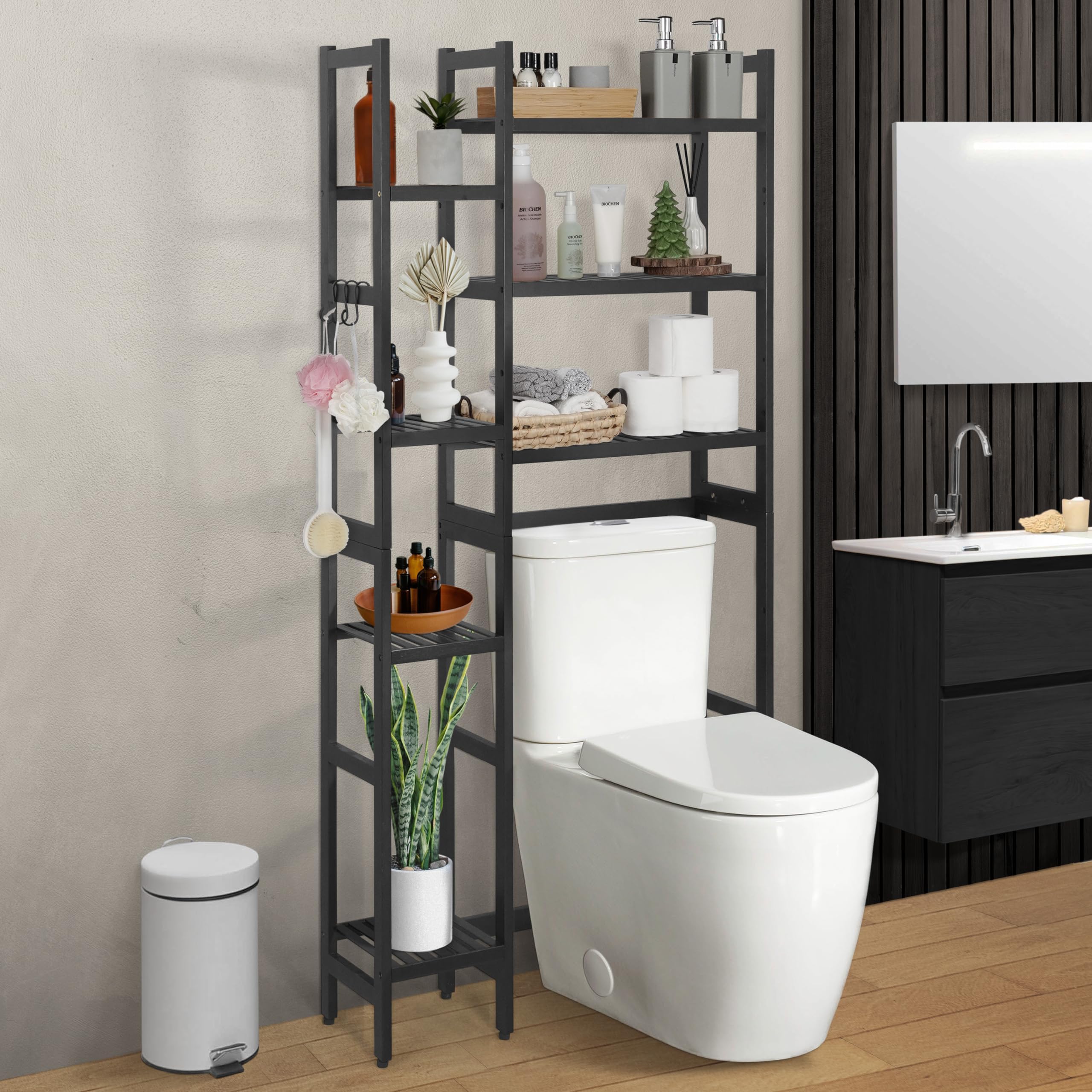 Amazon.com: Lauren&Harold Over Toilet Bathroom Organizer 33",6-Tier ...