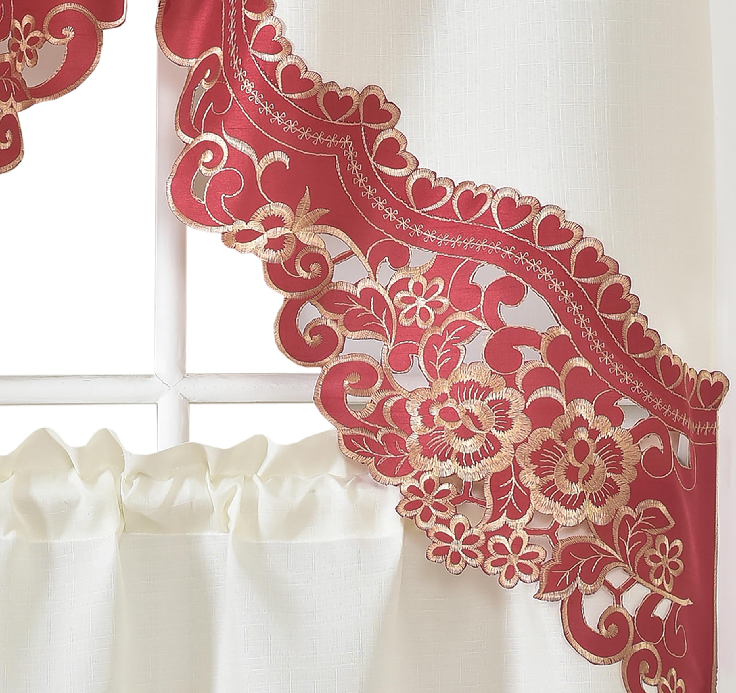 Amazon.com: GOHD Arch Rosarium 3pcs Kitchen Curtain Set, Elegant Ivory ...