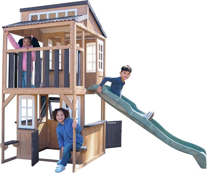 Amazon.com: KidKraft Cliffbrook Wooden Outdoor Two-Story Playhouse with ...