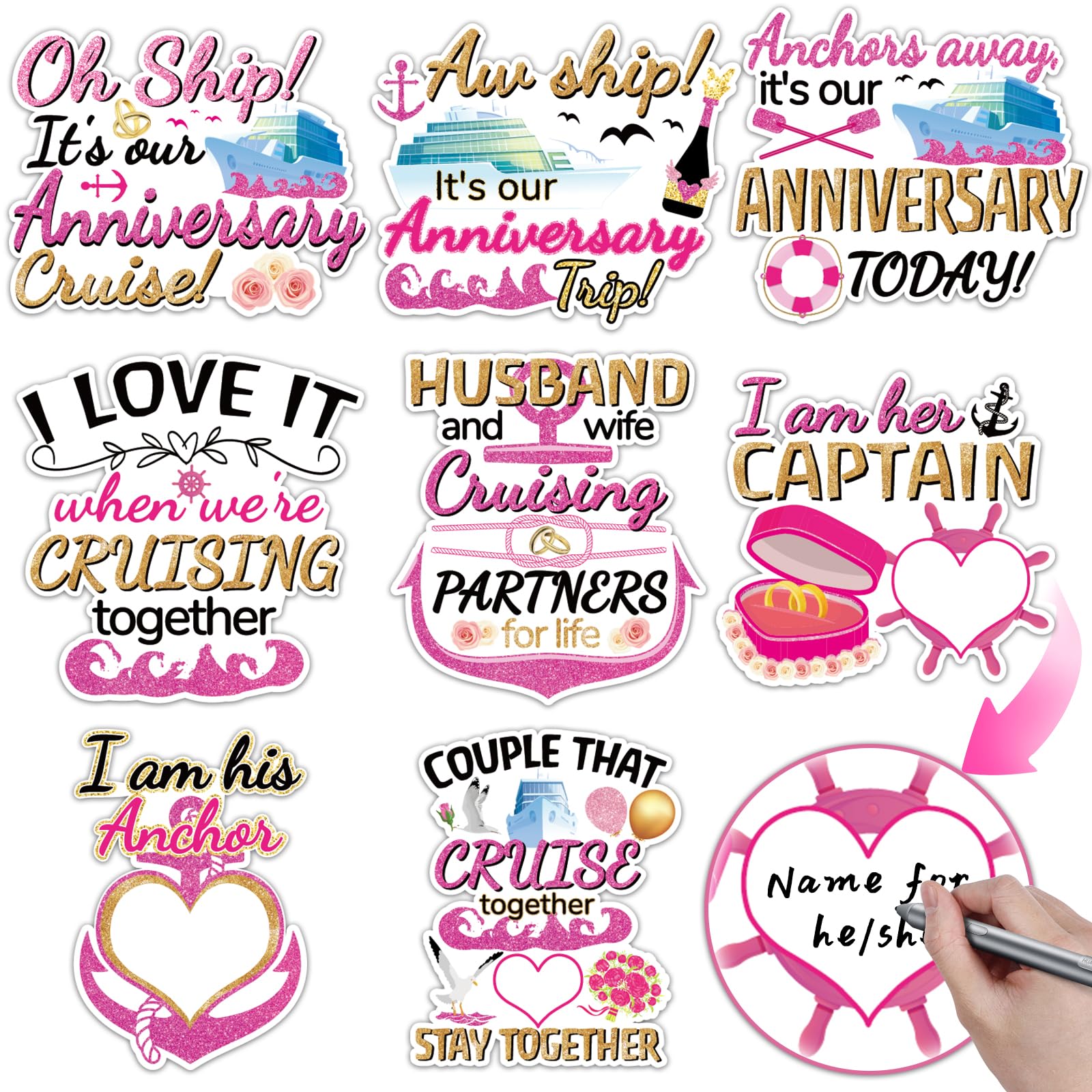 Amazon.com: 8pcs Large Anniversary Cruise Door Magnets Decorations ...
