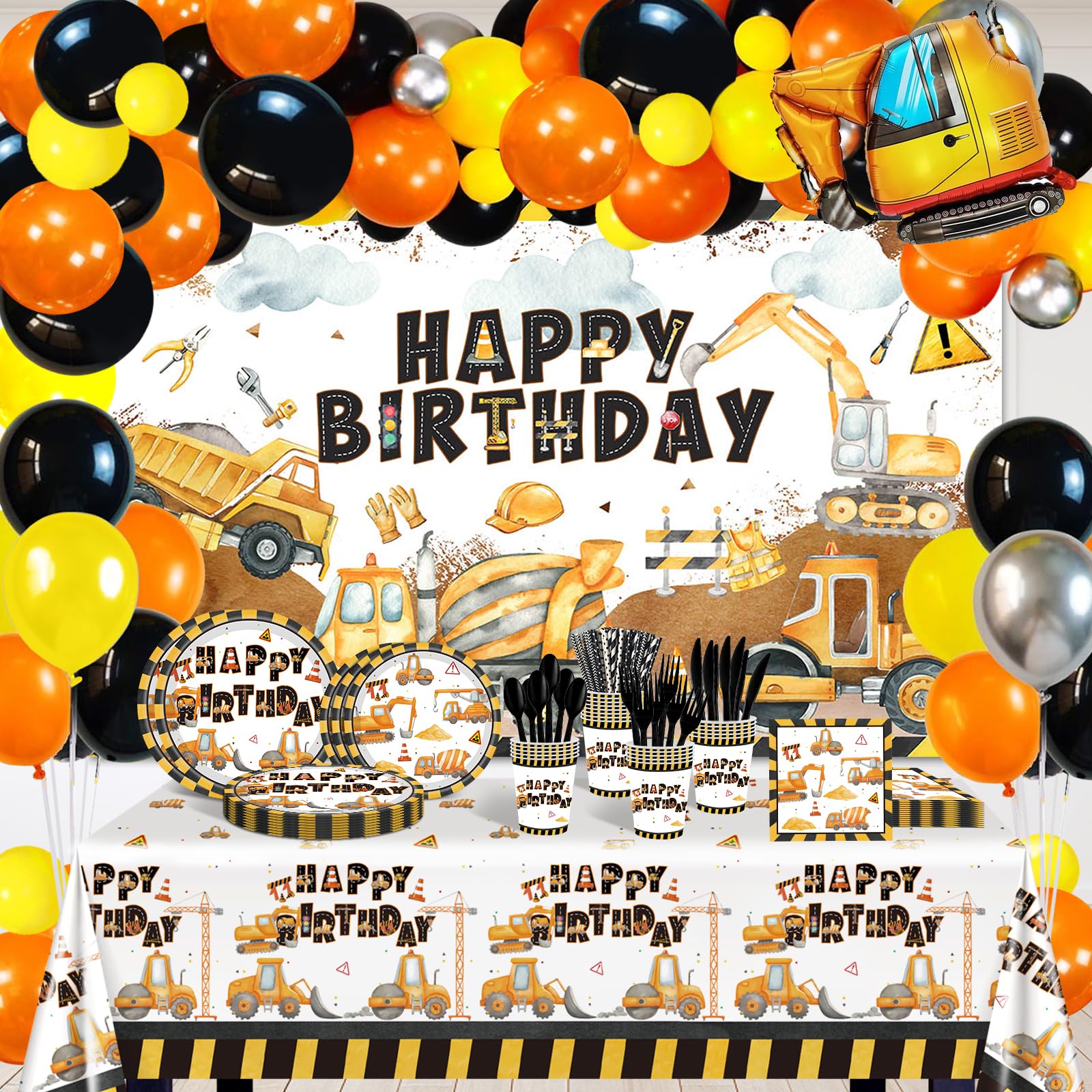 Amazon.com: Lecheme Construction Birthday Party Supplies 251 PCS ...