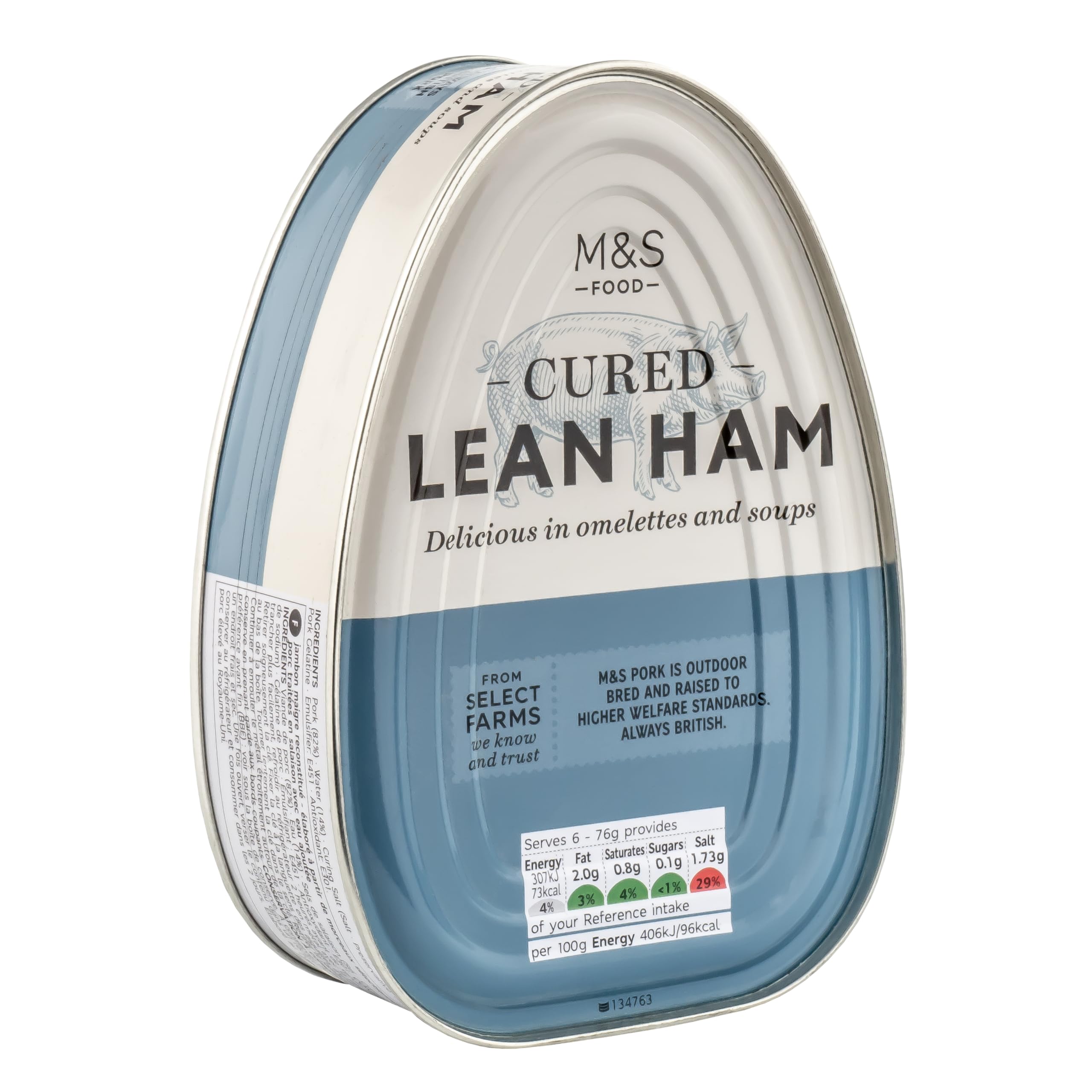 M&S Tinned Cured Lean Ham, Made with Pork from UK Farms, Large Tin ...