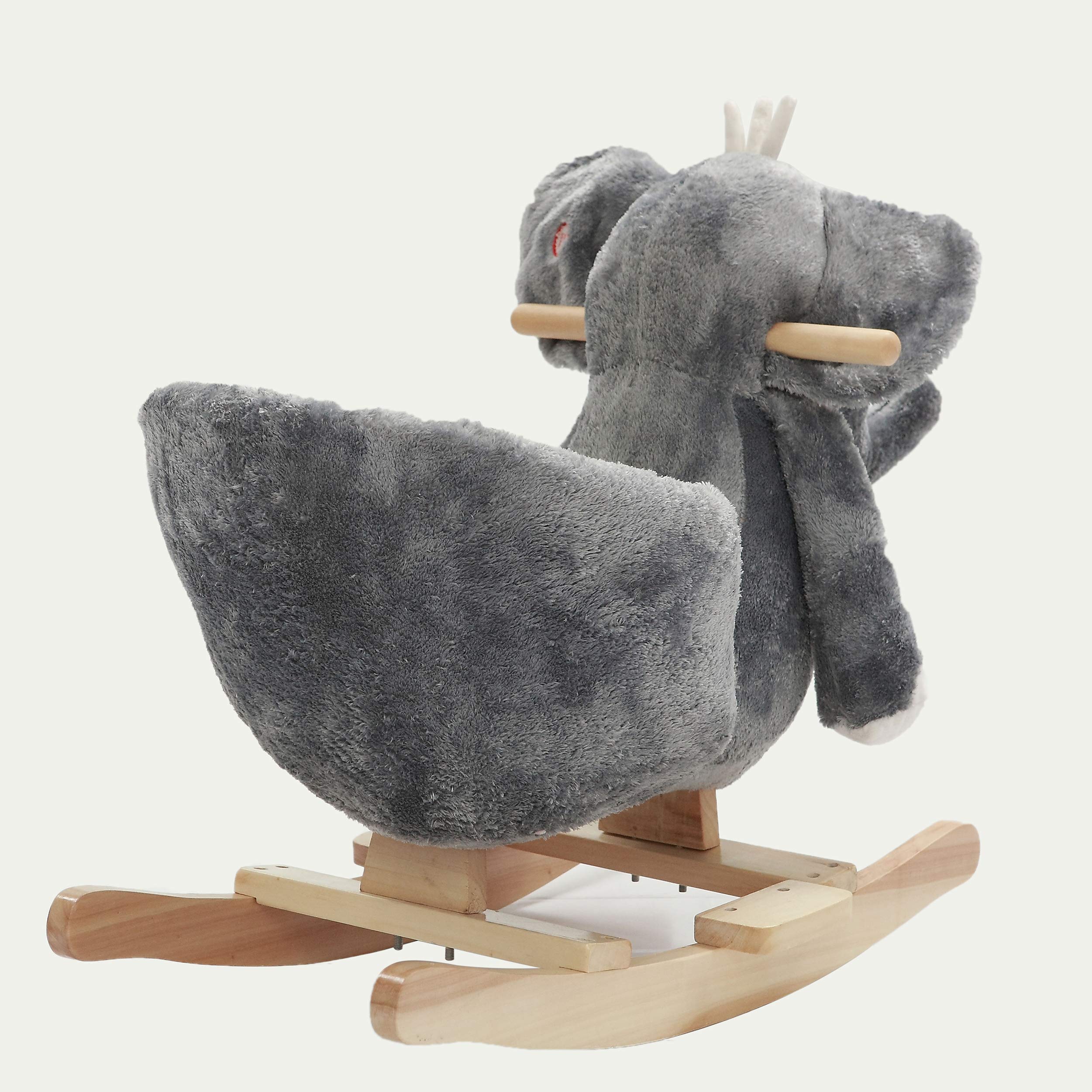 Premium Plush Rocking Horse,Wooden Elephant Rocker w/Sound,Stuffed ...