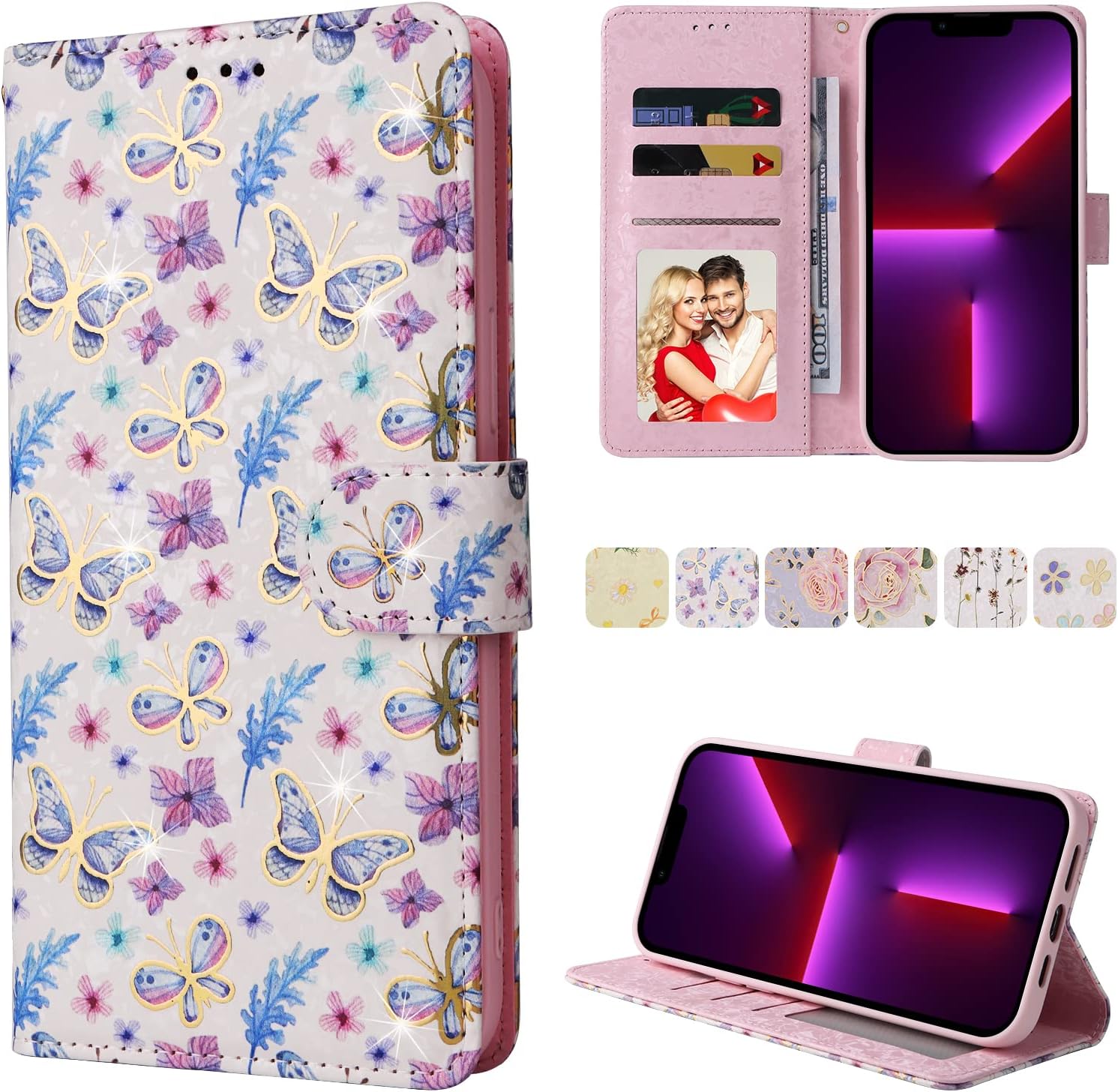 Amazon.com: UEEBAI Wallet Case for iPhone 14 6.1 inch, PU Leather Phone ...