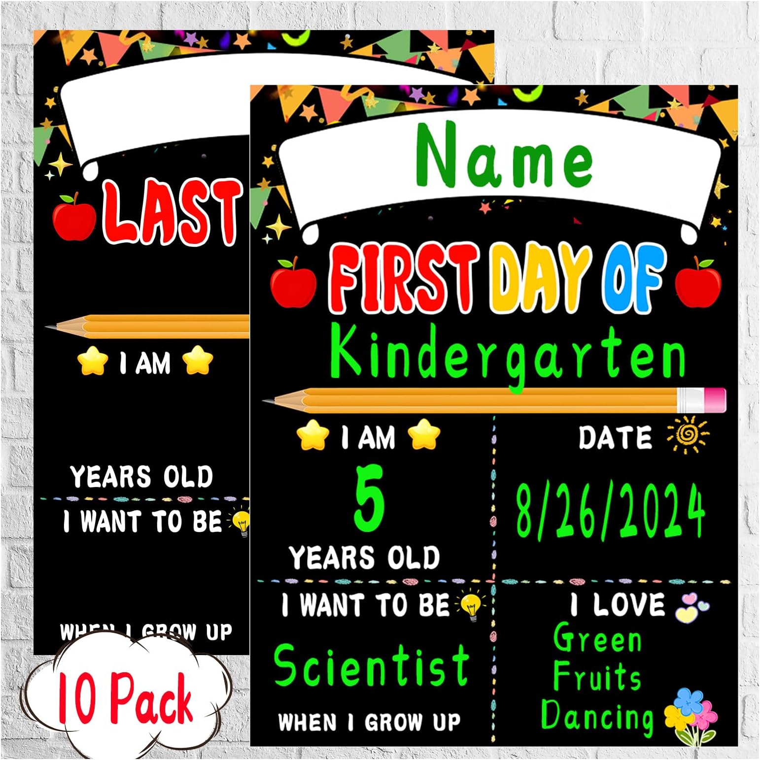 Amazon.com : First & Last Day of School Board - 10pack Back to School ...