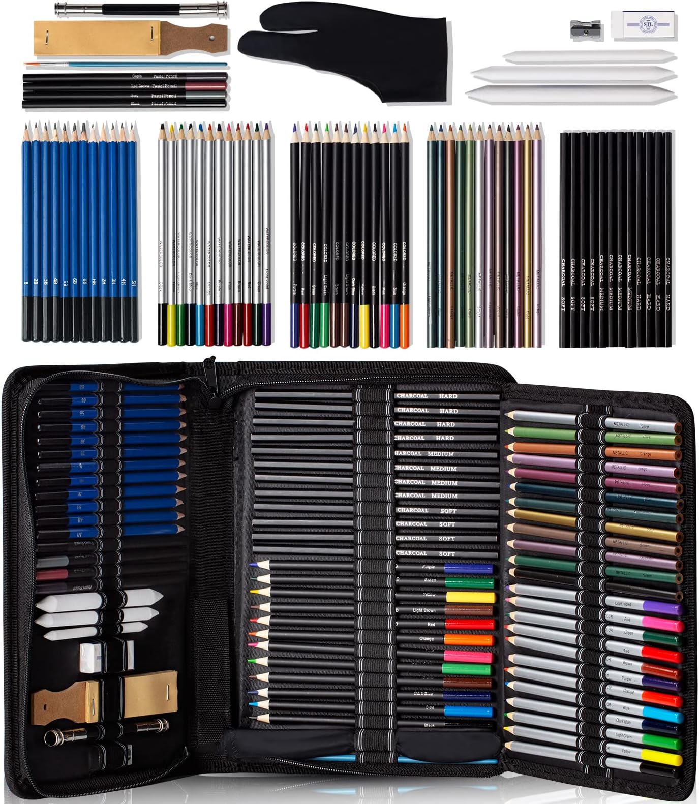Kit de arte de dibujo de 72 piezas - Lápices de colores, bloc de ...