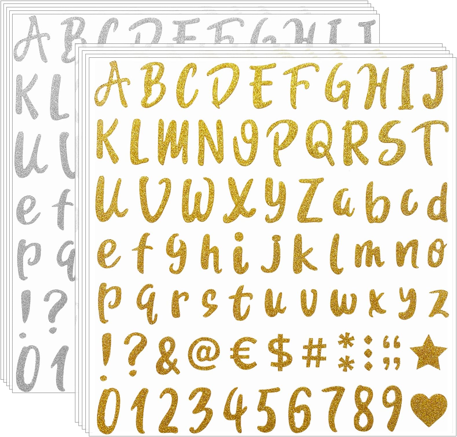 Amazon.com: 16 Sheets 1280 Pieces Letter Stickers, Mckanti Glitter Gold ...