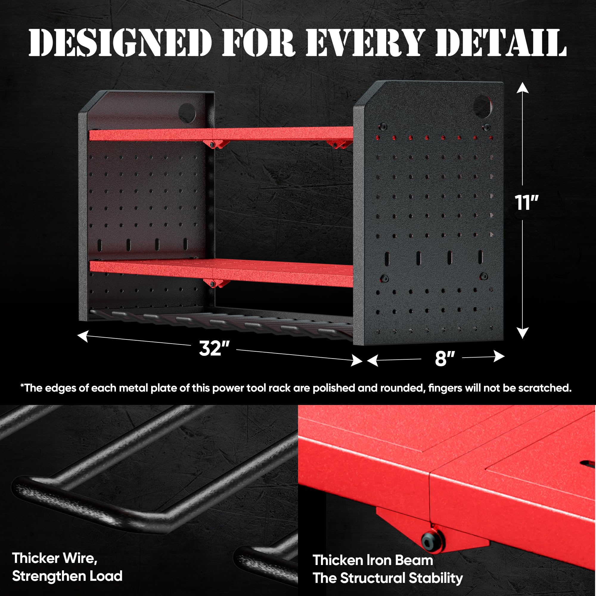 Snapklik.com : Power Tool Organizer, Large 8 Drill Holder Wall Mount