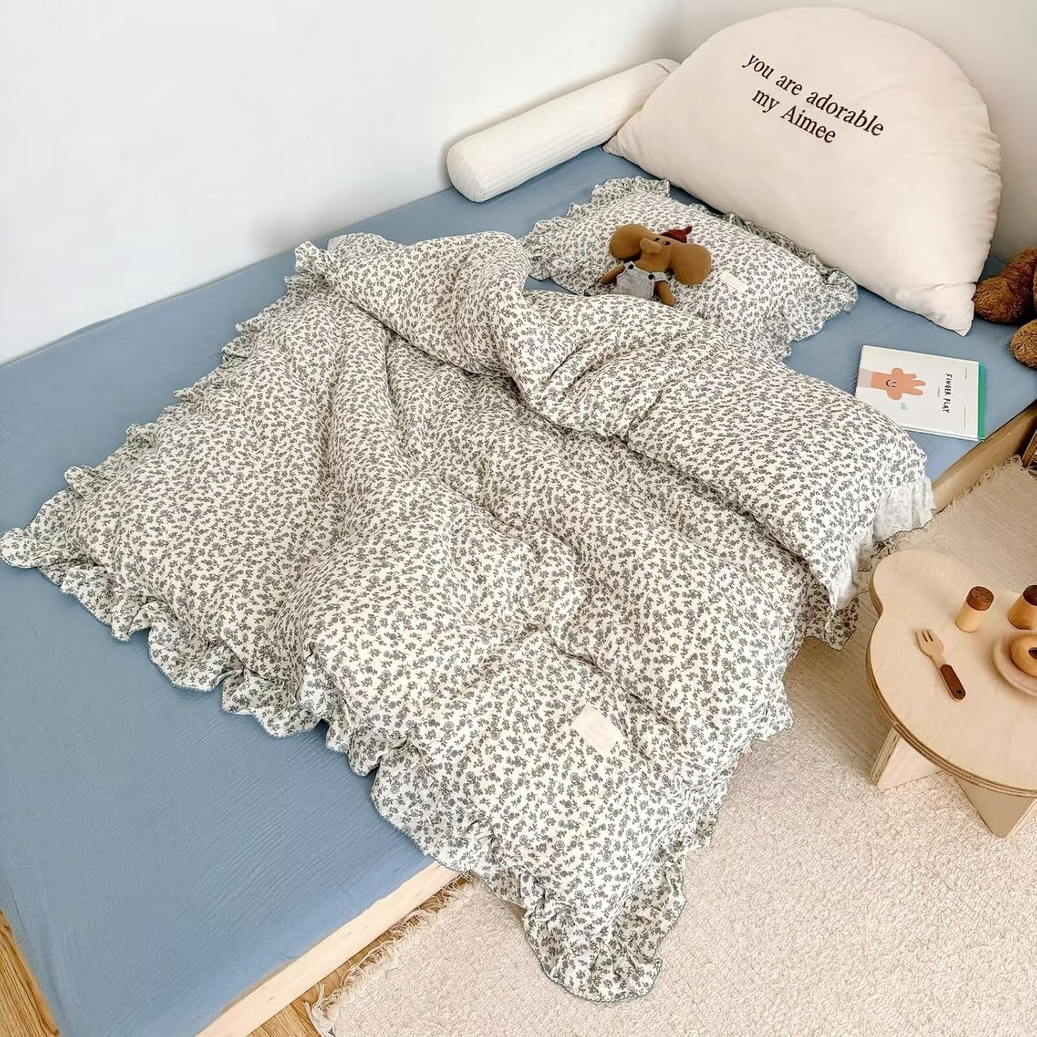 Amazon.com: BuLuTu Chic Shabby Floral Girls Boys Duvet Cover Twin Size ...