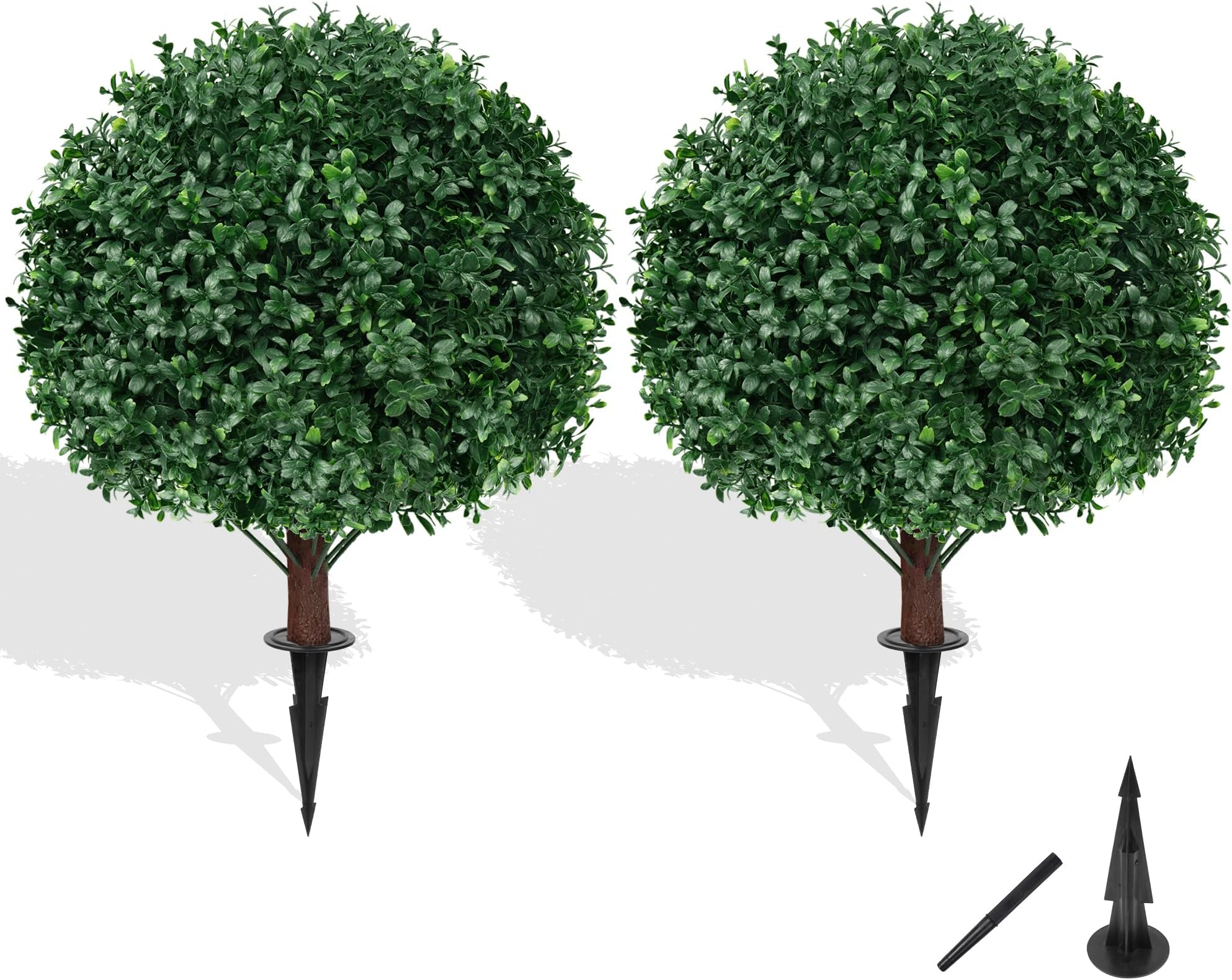 Amazon.com: AOKIIE Set of 2 Artificial Boxwood Topiary Ball Trees for ...