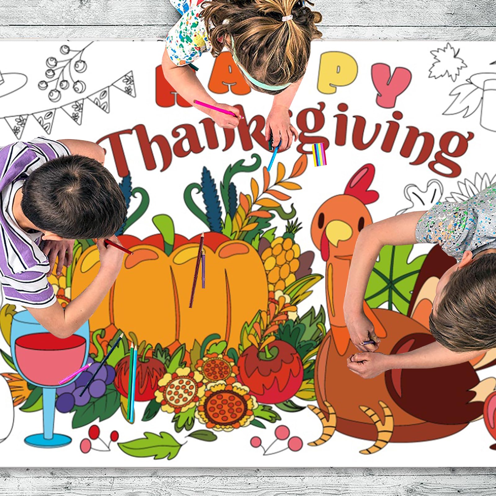 Coloring Table Cloth For Kids Thanksgiving Giant For Kids Fall Coloring ...