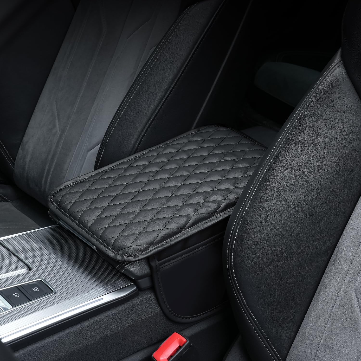 Amazon.com: SSNNUU Leather Car Center Console Cover with Side Pockets ...