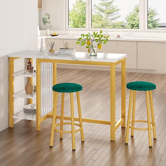 Amazon.com - Lamerge Furniture Kitchen Bar Height Table and Stools for ...
