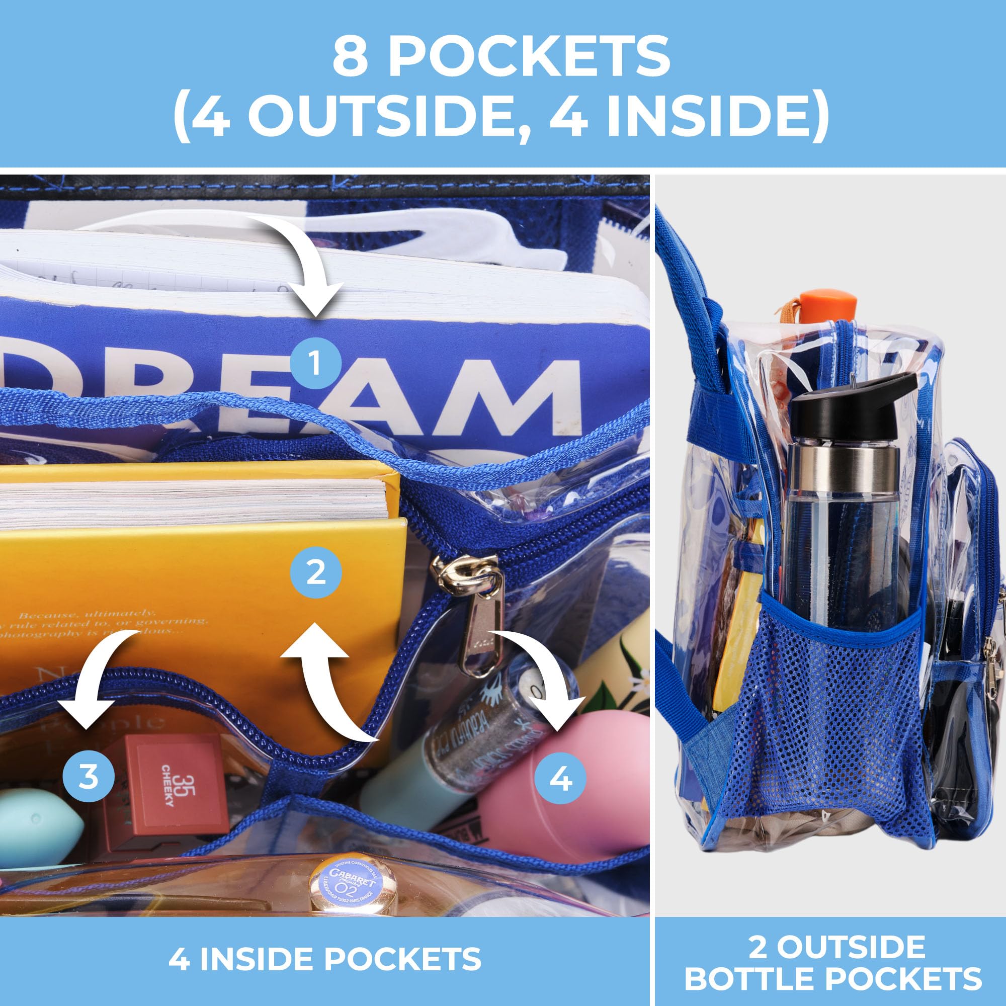 Snapklik.com : SHYLERO Clear Backpack Stadium Approved - Clear PVC Bag ...