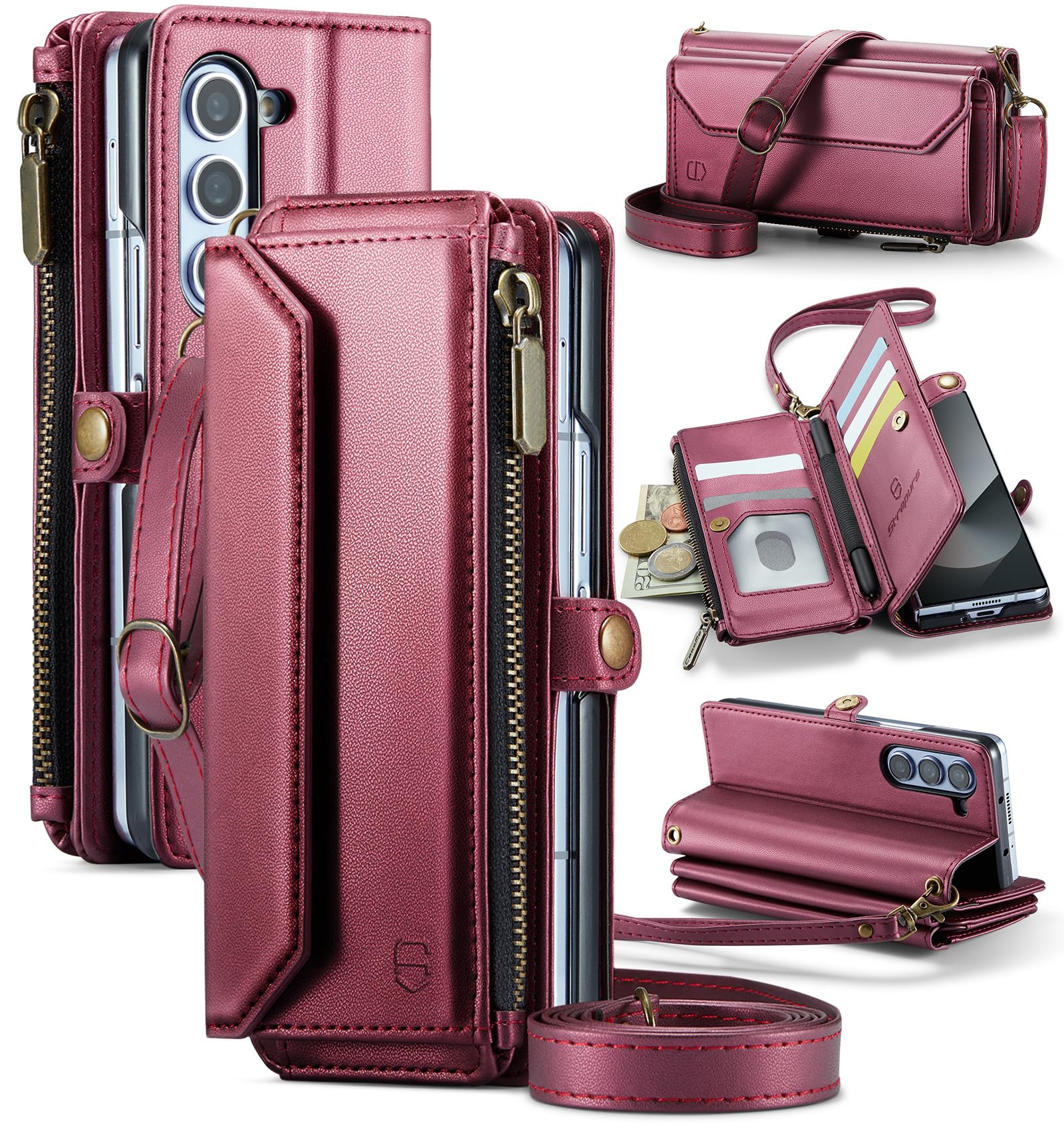 Amazon.com: Strapurs Crossbody Wallet Case Compatible with Samsung Galaxy Z Fold 6 with RFID ...