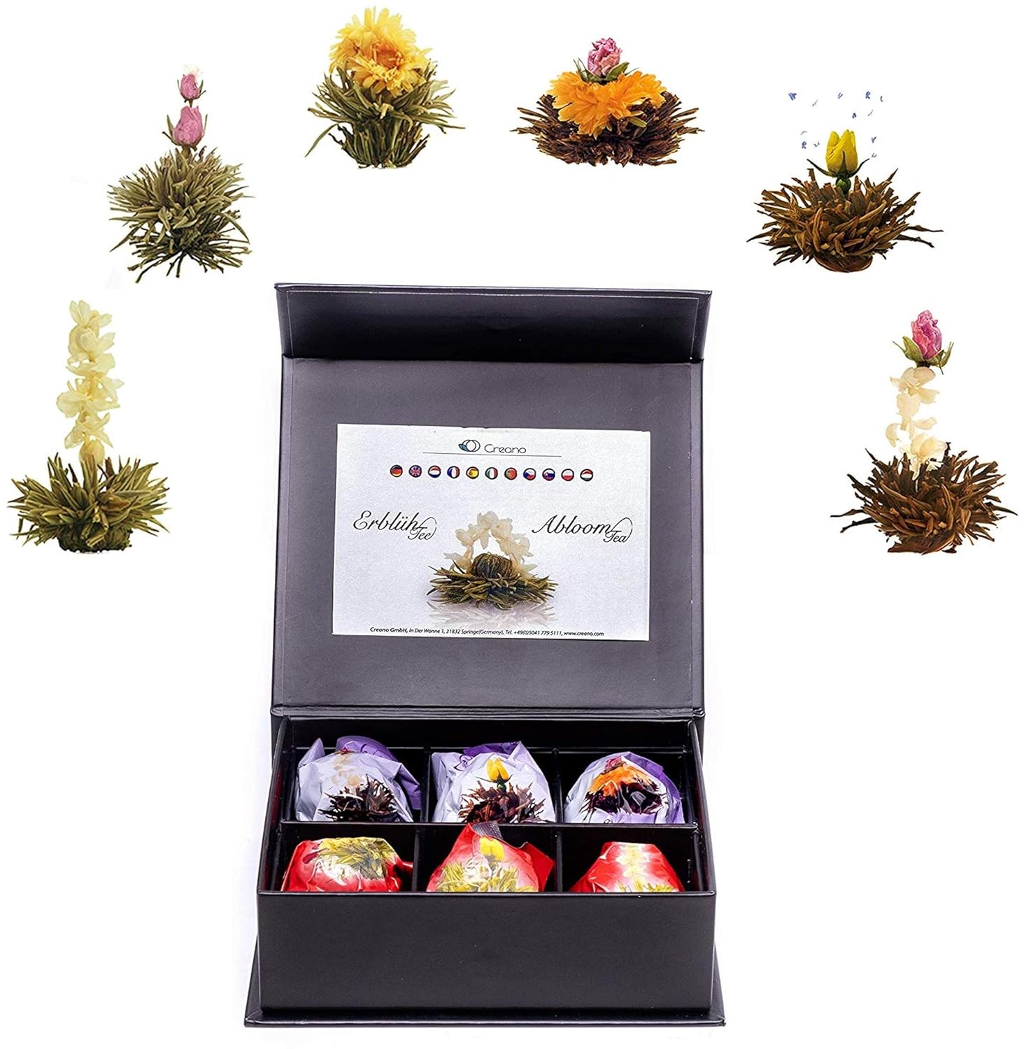 Amazon.com : Creano Blooming Tea Mix 6pcs Set Flowering tea White Tea ...