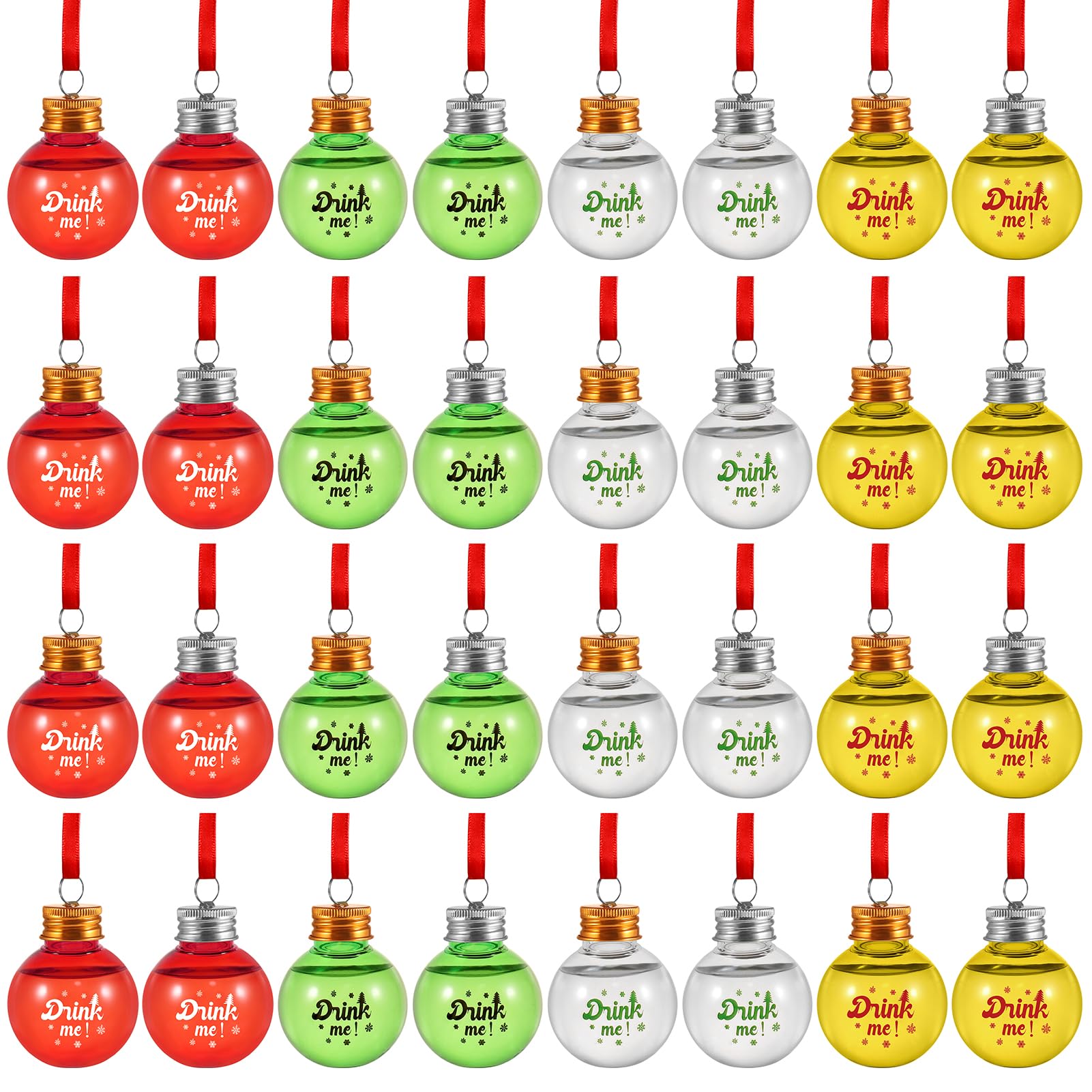 Amazon.com: 32 Pieces Christmas Fillable Booze Balls Tree Ornaments 4 ...