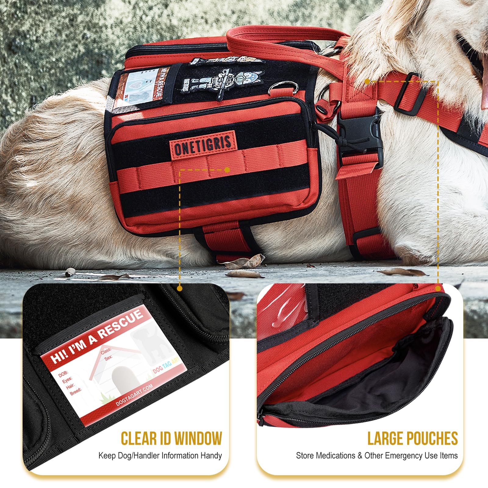 Snapklik.com : OneTigris Service Dog Vest Harness, Service Dog Cape ...