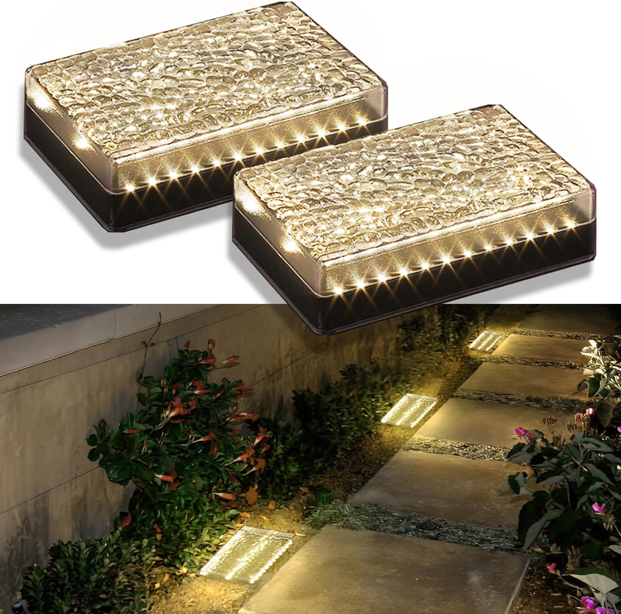 Amazon.com: SHONE Solar Path Lights, 6"x9" Recessed Brick Light, IP67 ...