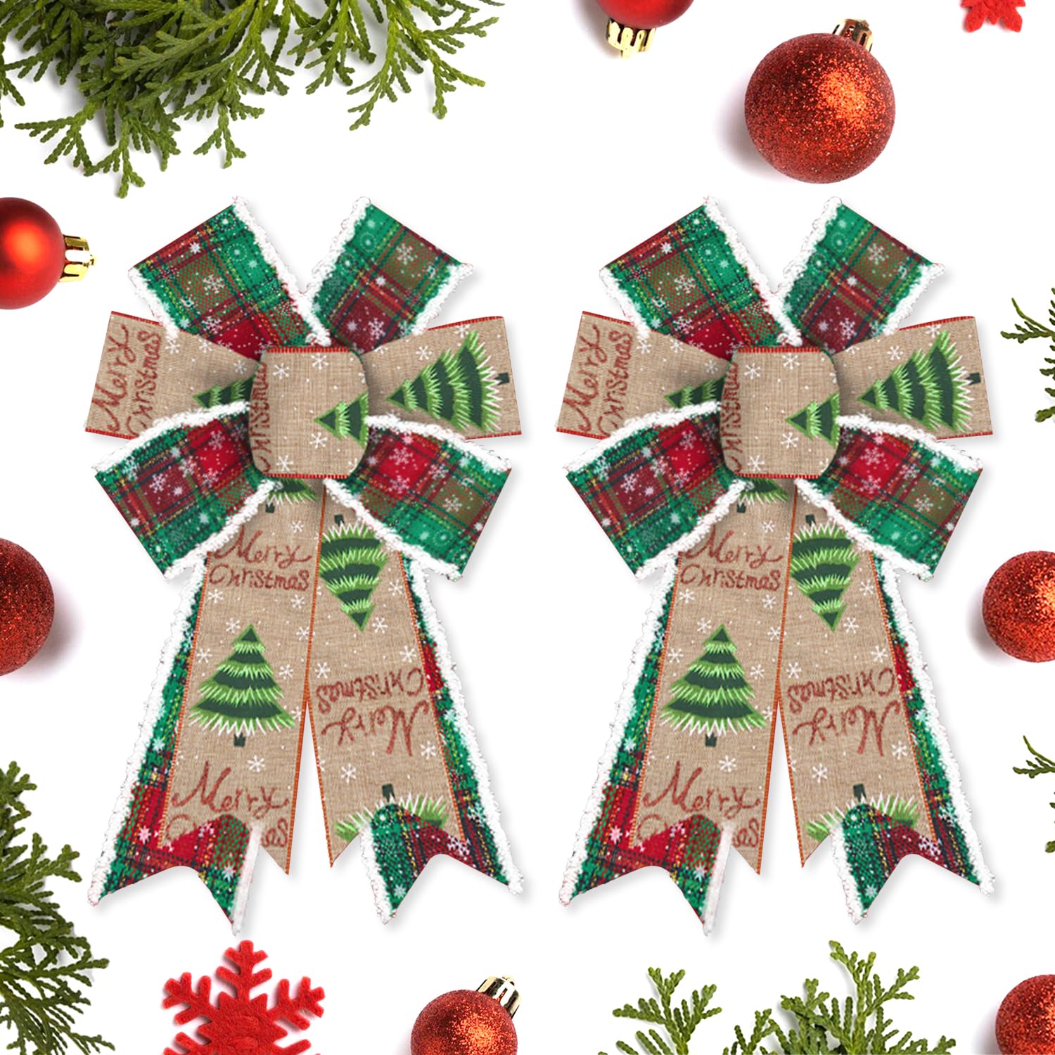 Amazon.com: Hying 2 Pieces Christmas Bows for Wreath, Christmas Wreath ...